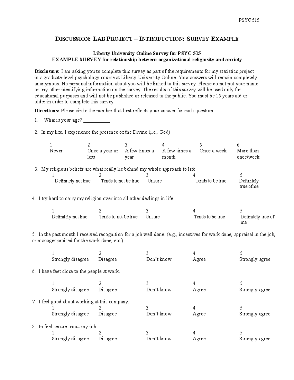 HW3 Janice Barnes 515B01 - PSYC 515 DISCUSSION: LAB PROJECT – INTRODUCTION: SURVEY EXAMPLE ...