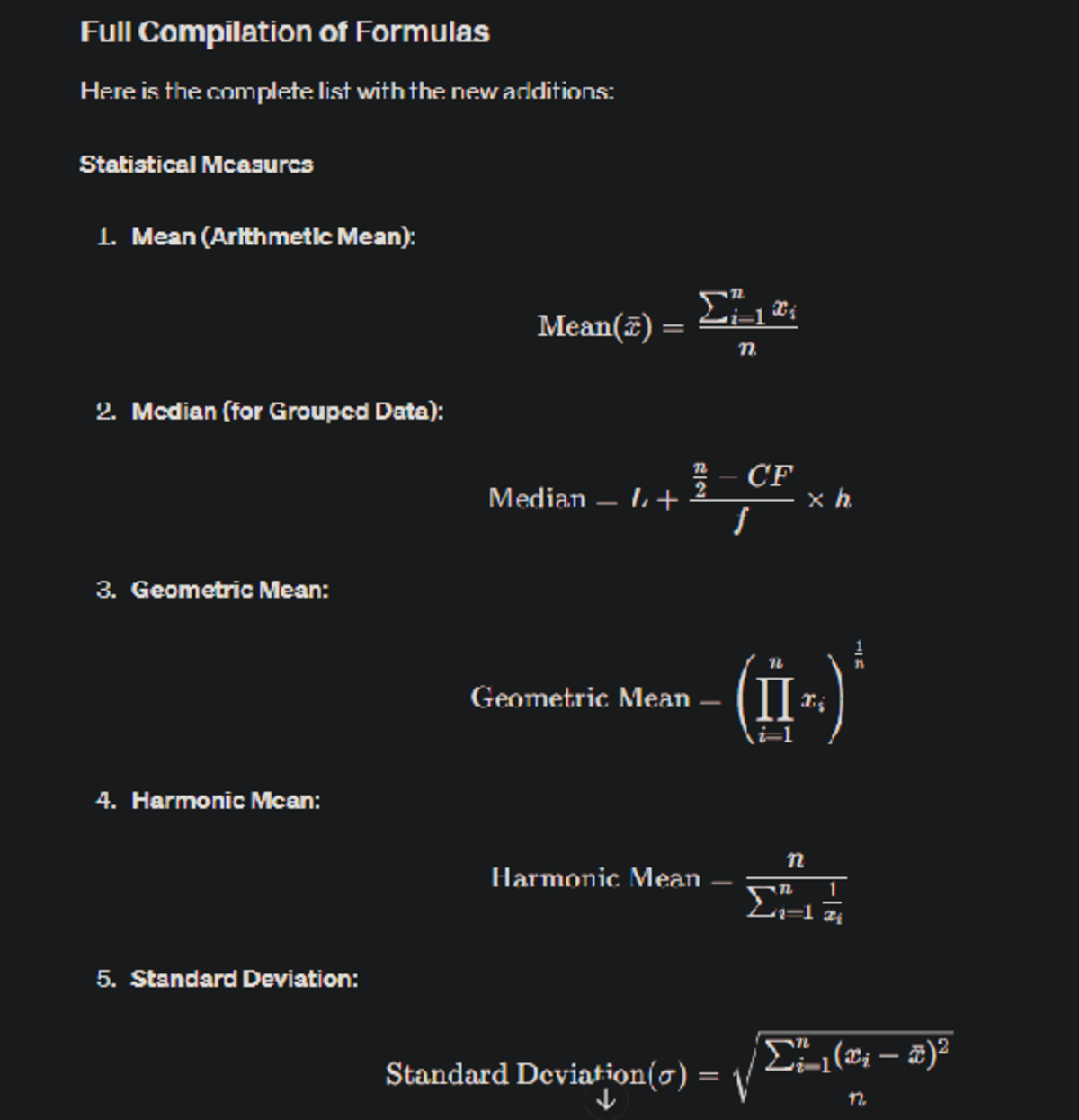 Formulae Compilation - 12273303 - Studocu