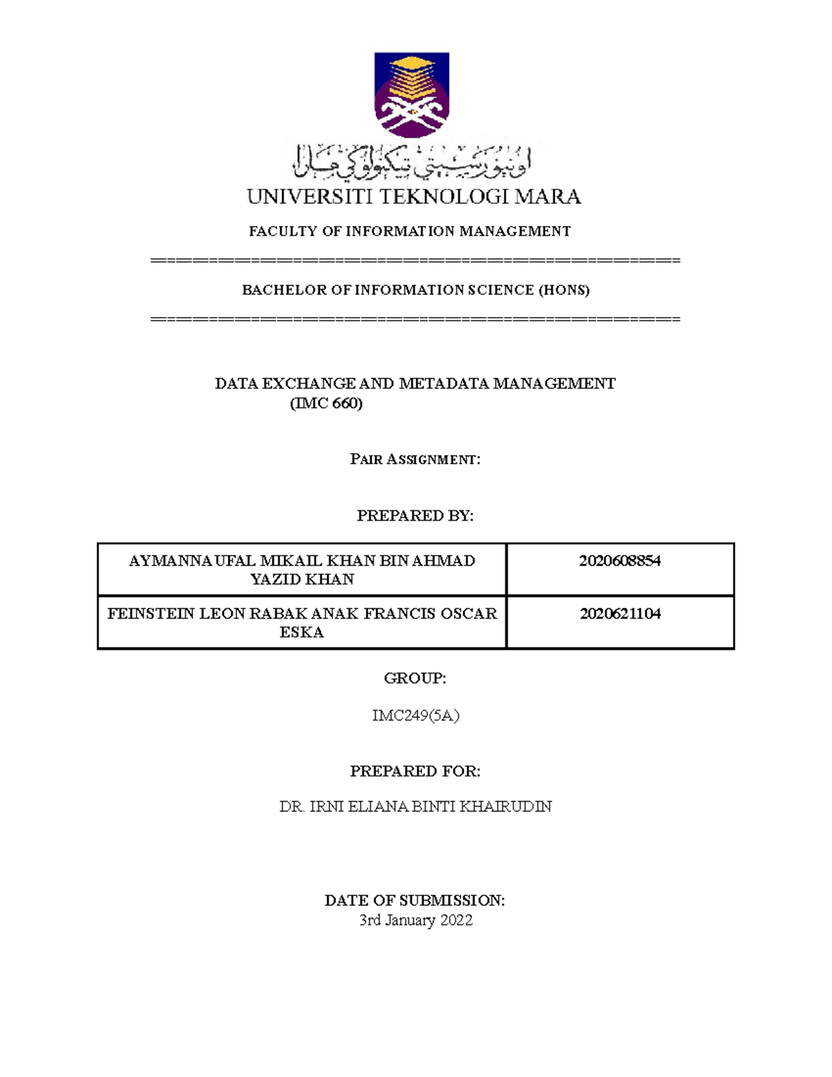 ICM 660-Pair Assignments - FACULTY OF INFORMATION MANAGEMENT - Studocu