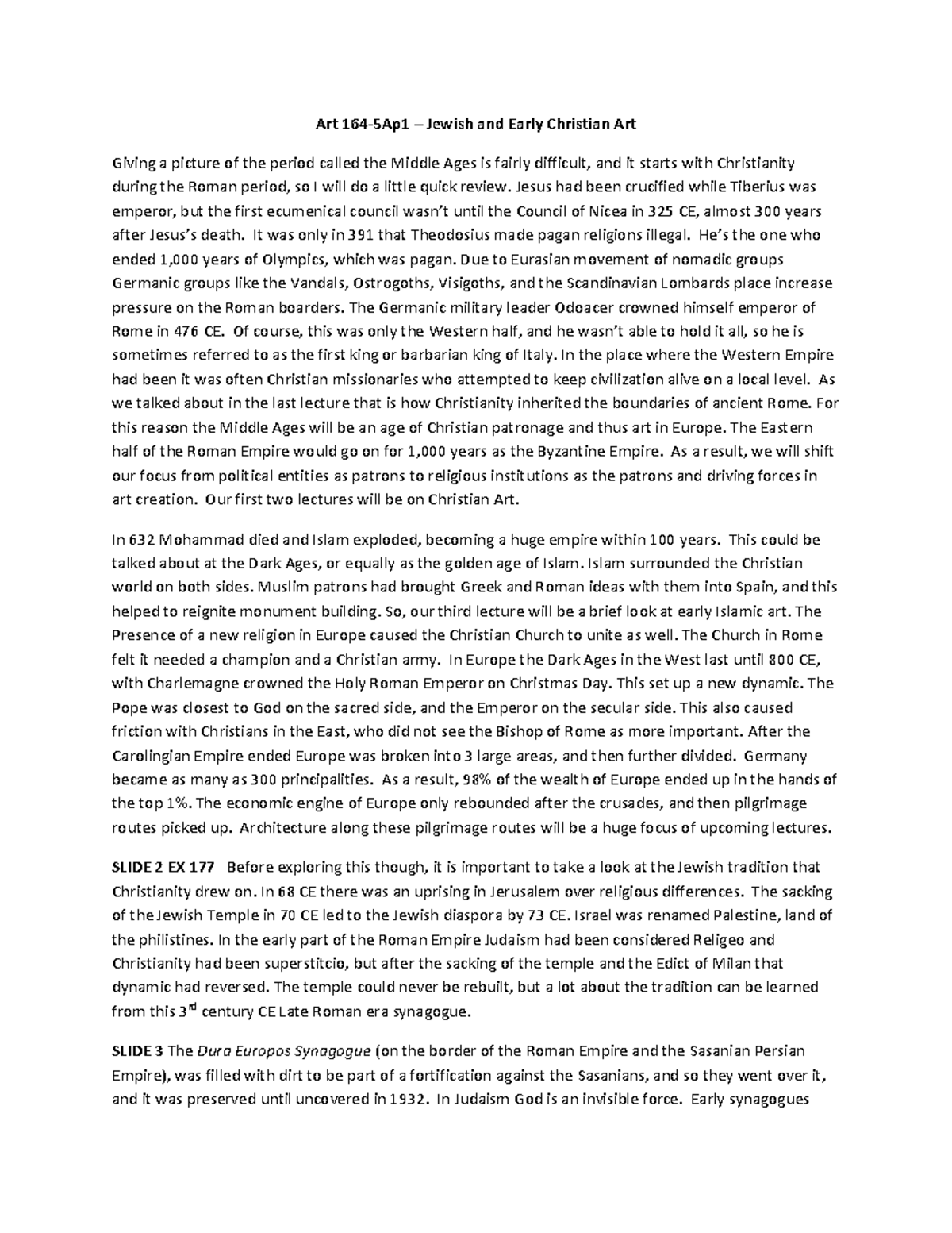 Art164-5Ap1–Jewish and Early Christian Art - Art 164-5Ap1 – Jewish and ...