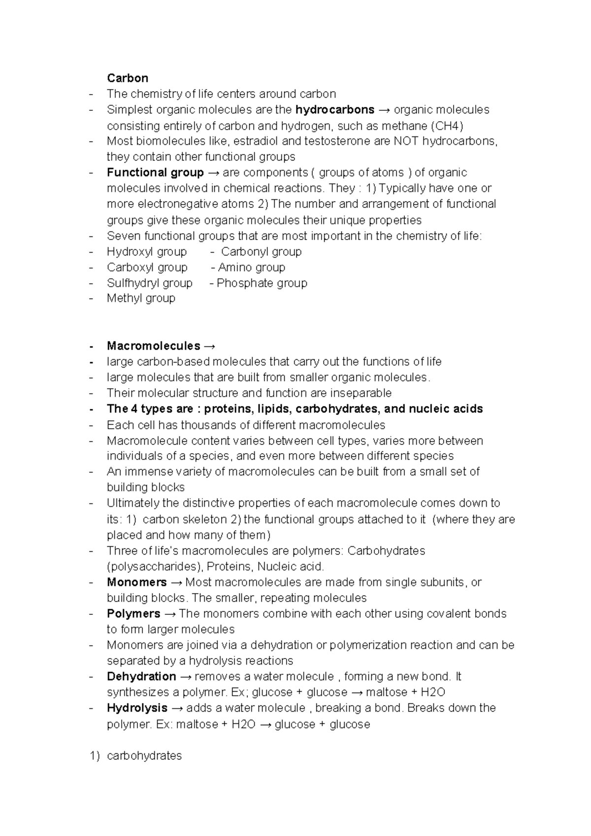 Bio 1140 - Lecture 4 - Professor : Alexandra Pettit - Carbon The ...