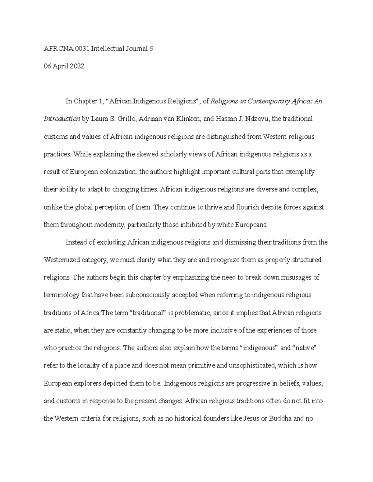 Intellectual Journal #9 - Grillo, Adriaan van Klinken, and Hassan J ...