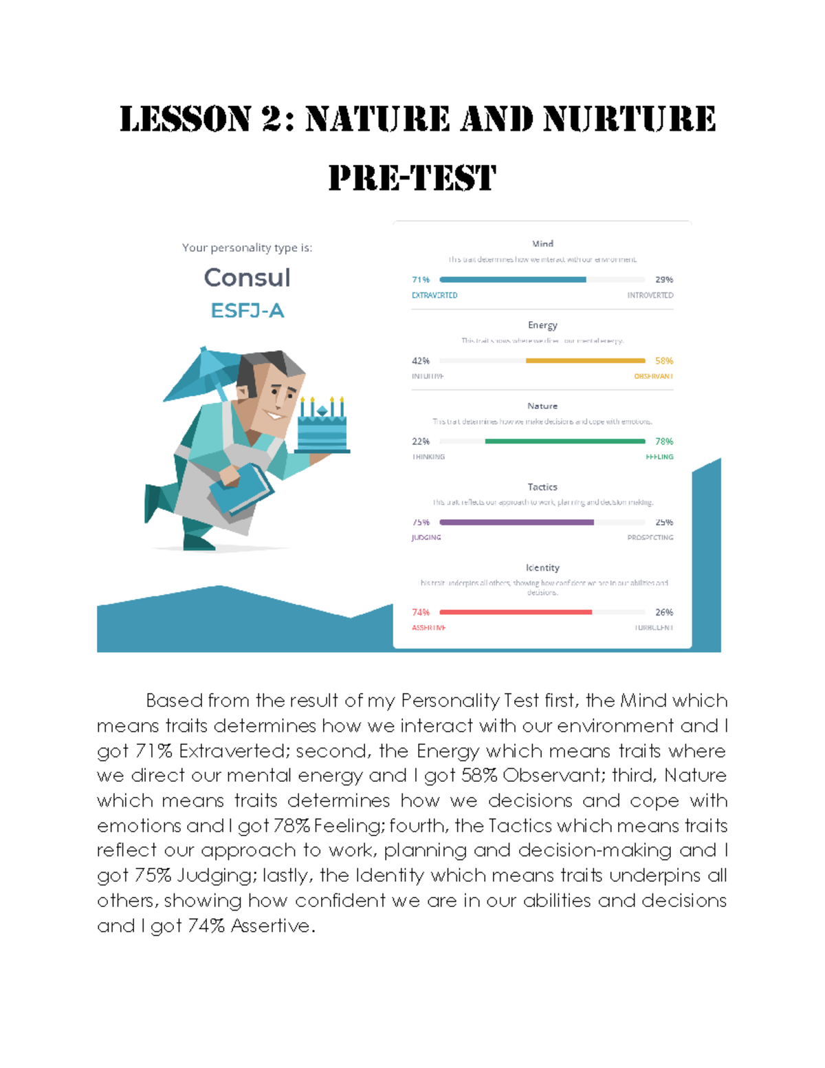 Viloria Charlon S. PRE TEST Nature VS Nurture - LESSON 2: NATURE AND ...