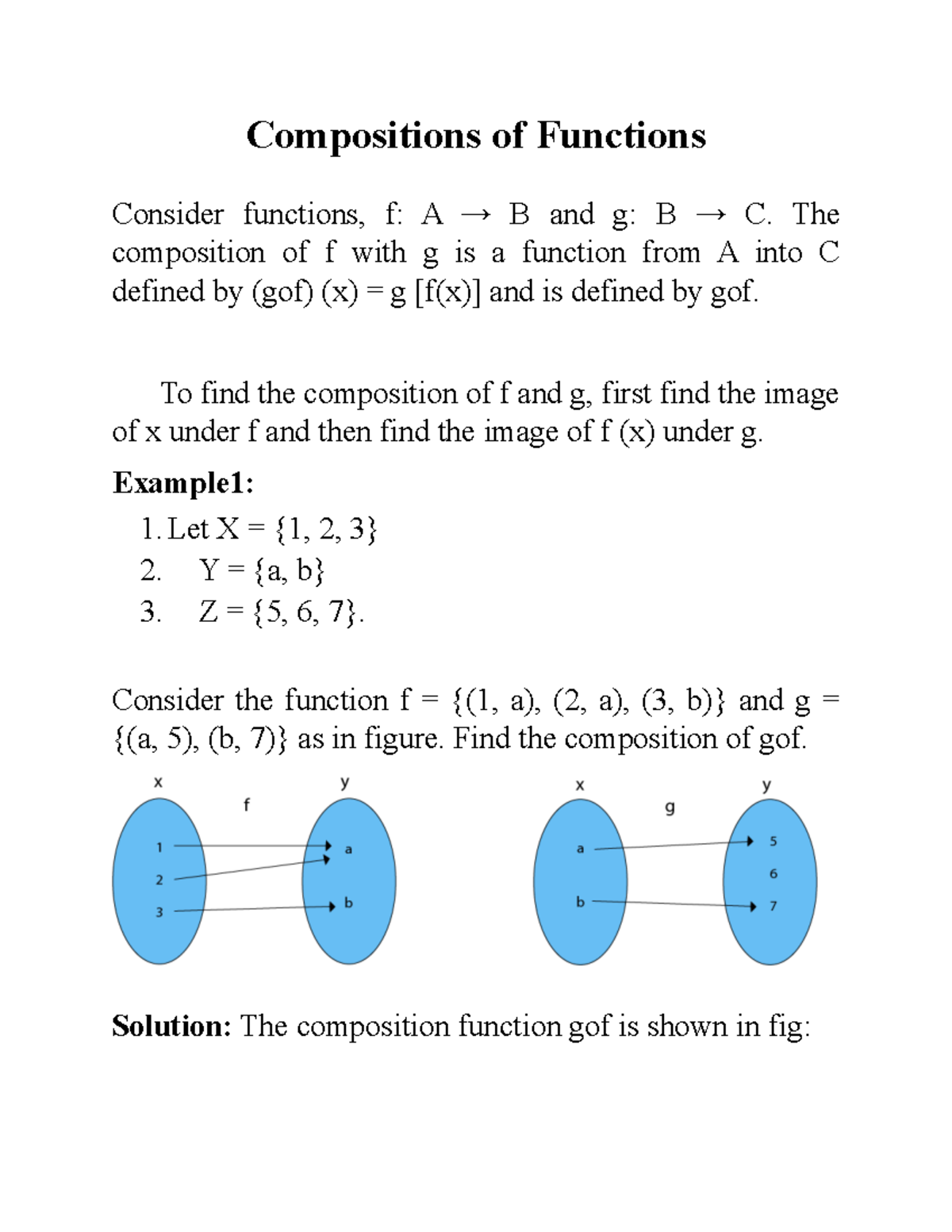Composition of function - Compositions of Functions Consider functions ...
