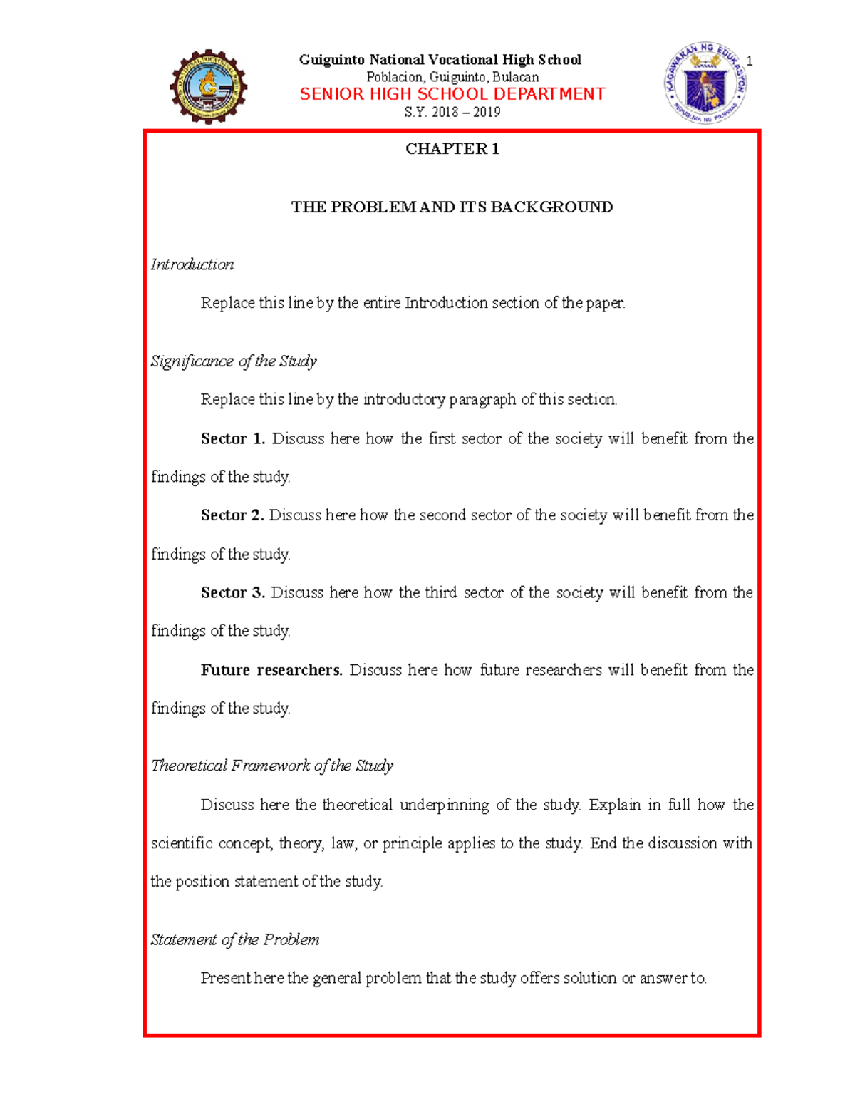 Research-capstone-feb15 - SENIOR HIGH SCHOOL DEPARTMENTS. 2018 – 2019 ...