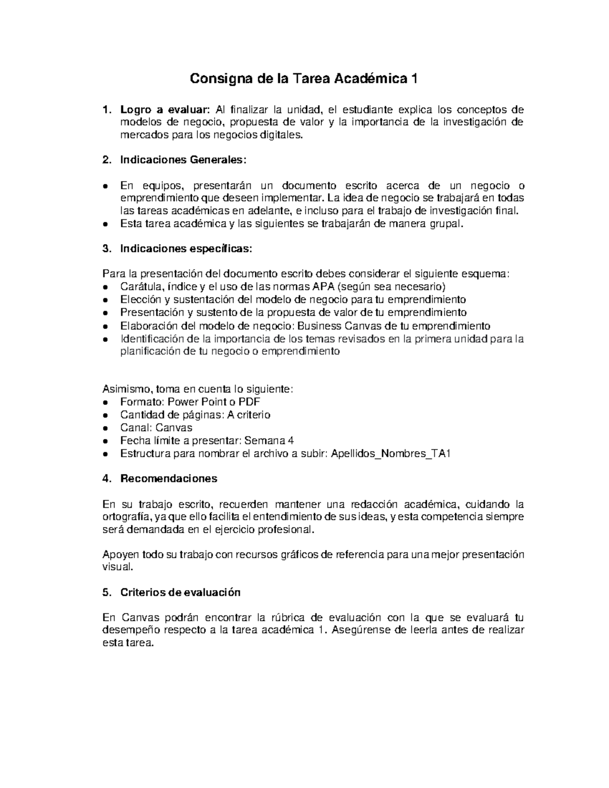GC AN37 Consigna TA1 22C1M V2 -818570597 - Consigna de la Tarea Académica 1 Logro a evaluar: Al ...