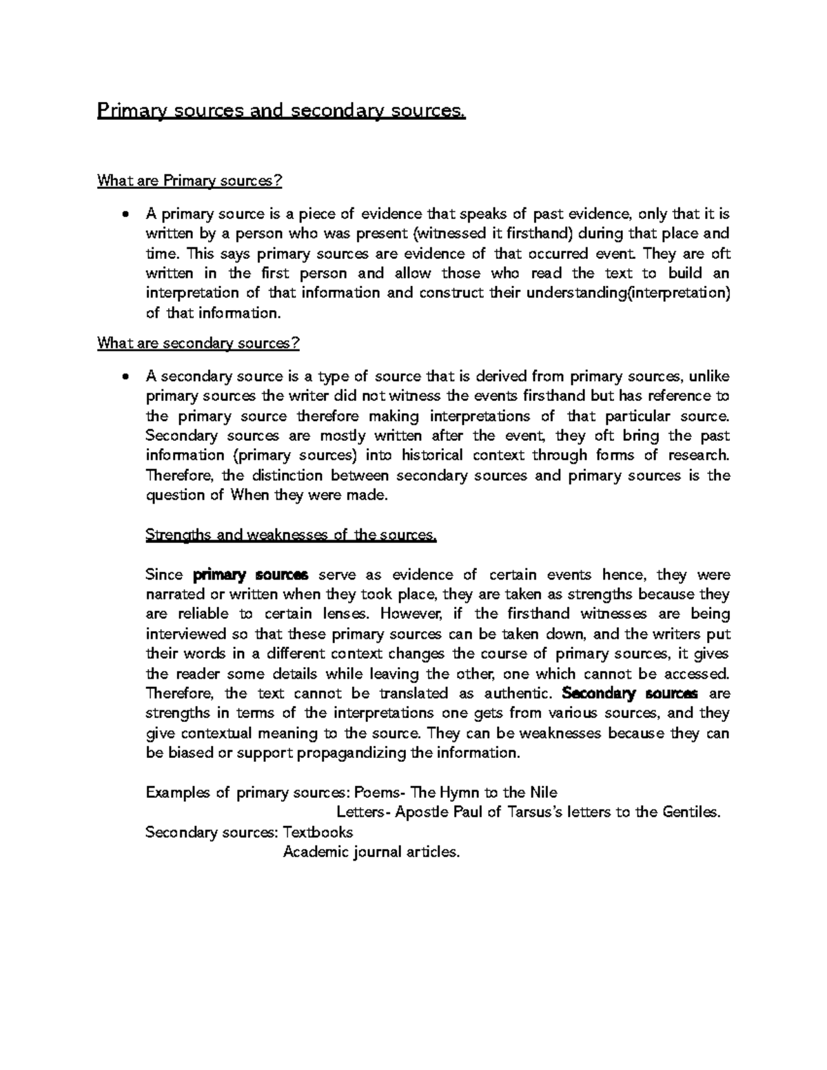 Primary sources and secondary sources - What are Primary sources? - A ...