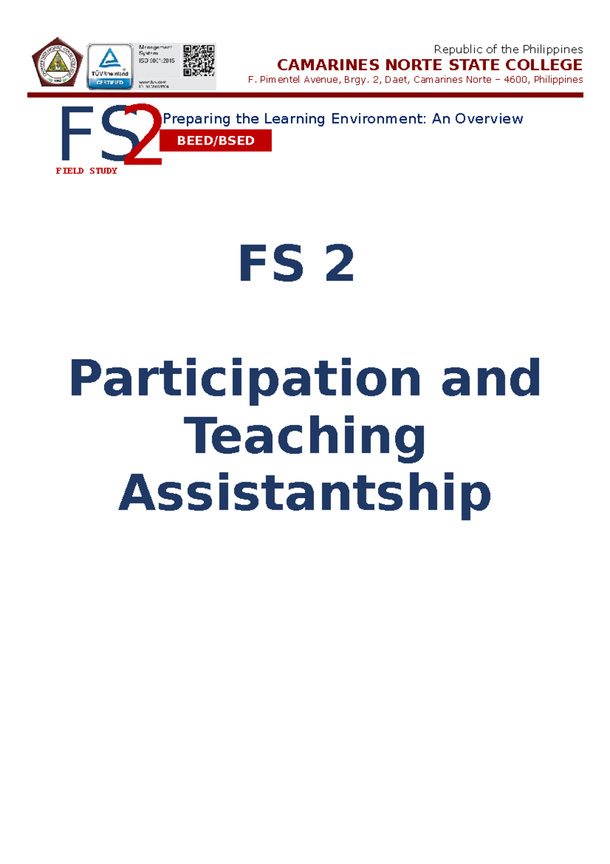 FS 2 Ep 5 - fs 2 learning episode - CAMARINES NORTE STATE COLLEGE F ...