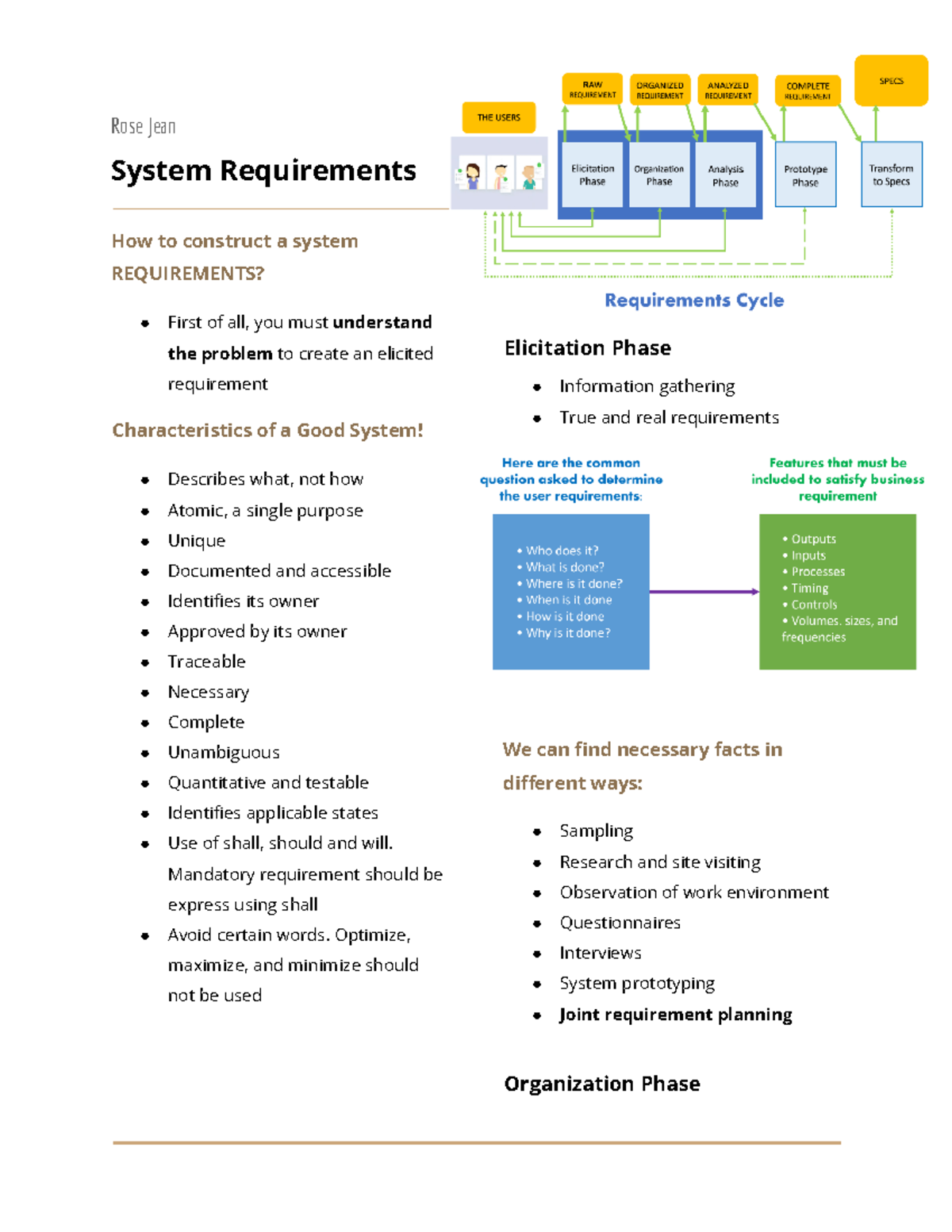 Reviewer SIA - Rose Jean System Requirements How to construct a system ...