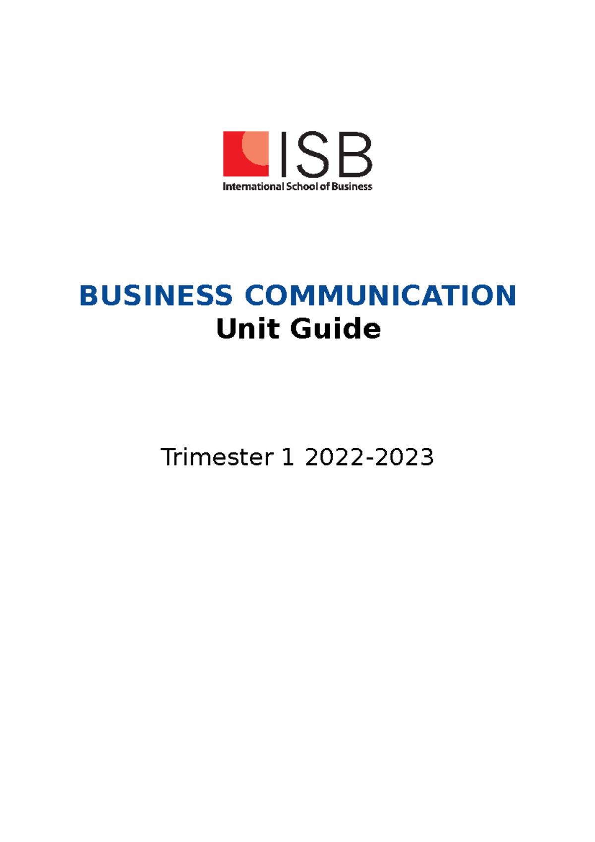 DH48ISB-1 Business Communication 4 - UNIT Guide - BUSINESS ...