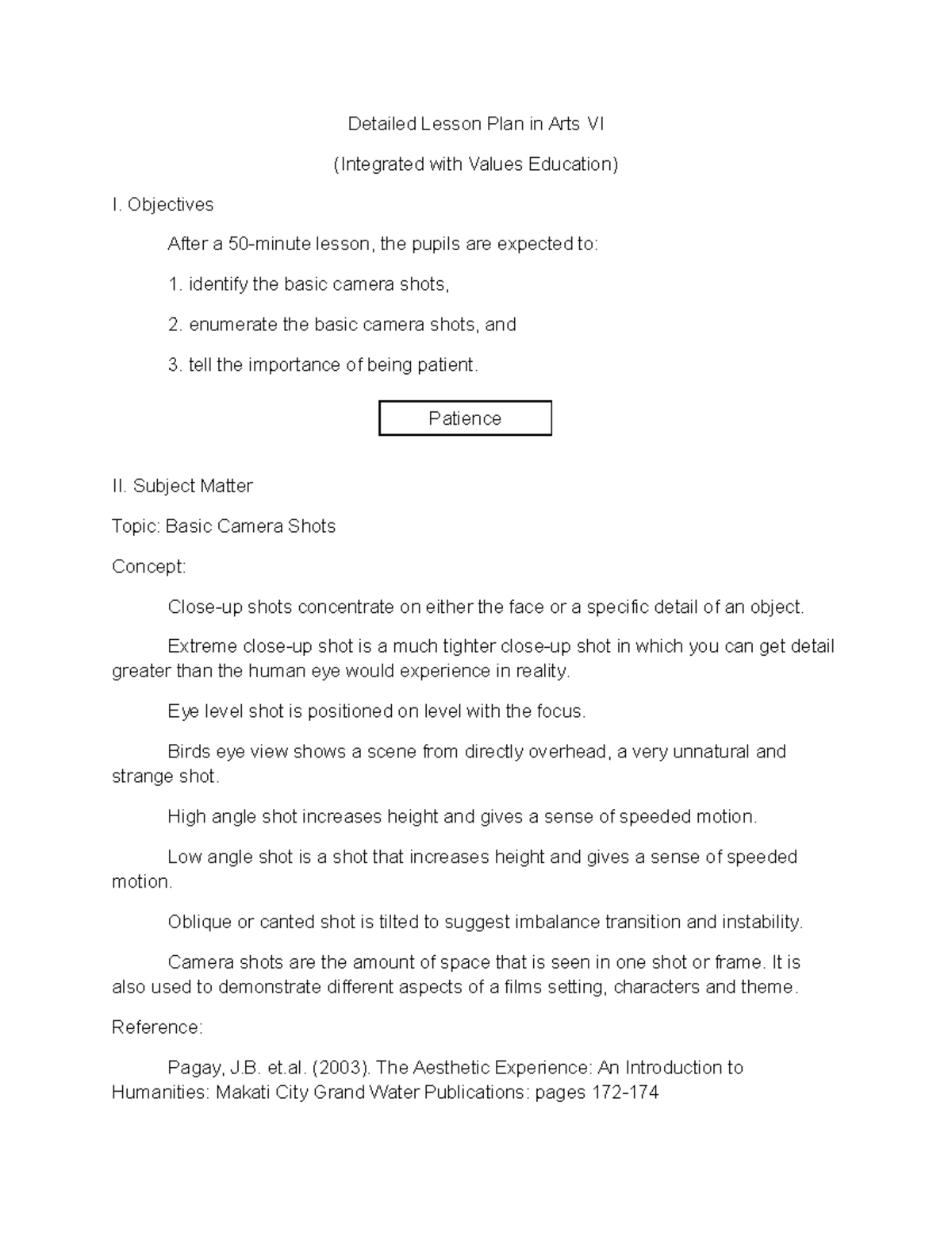 Pdfcoffee - Detailed Lesson Plan in Arts VI (Integrated with Values ...
