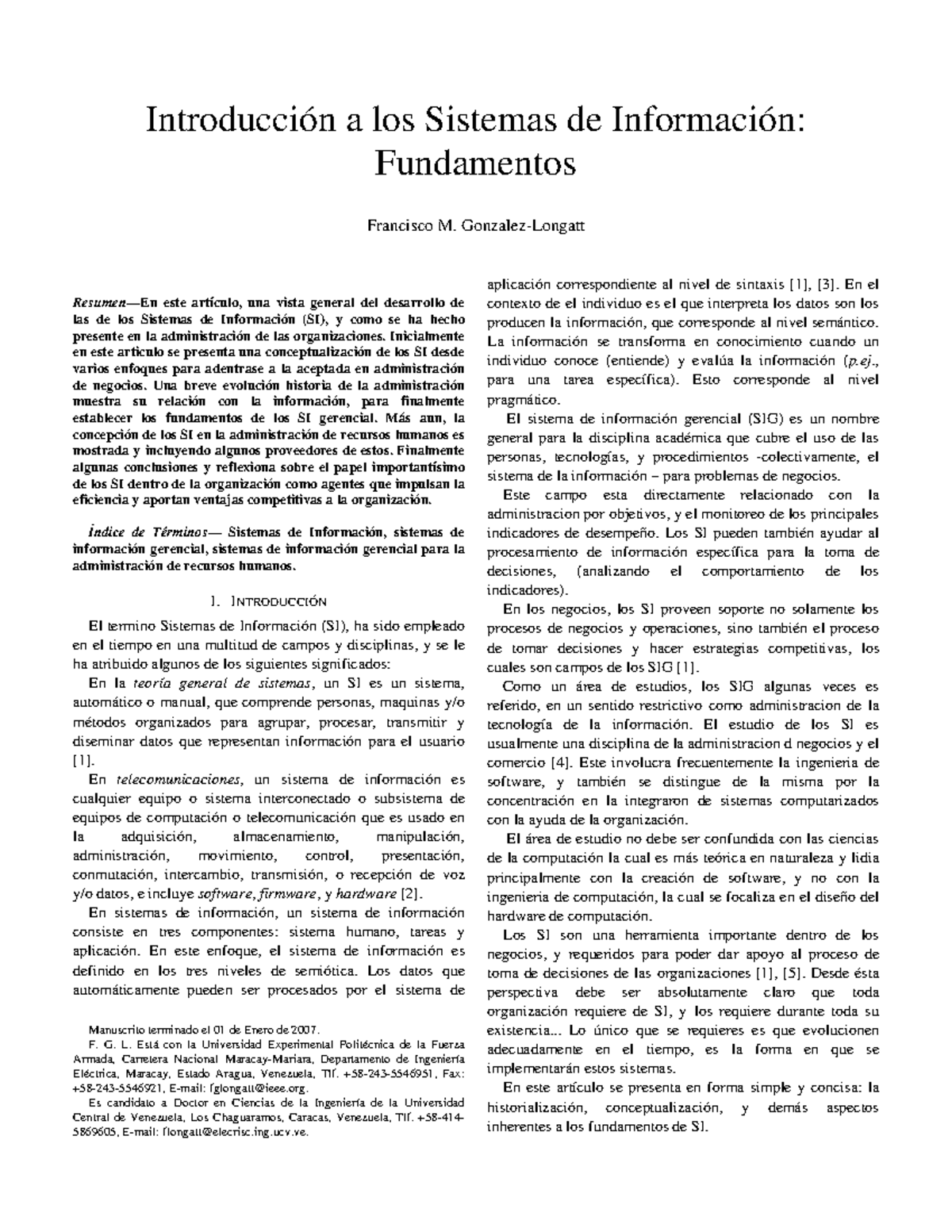 Introduccion a los Sistemas de Informaci - Resumen—En este artículo, una vista general del - Studocu