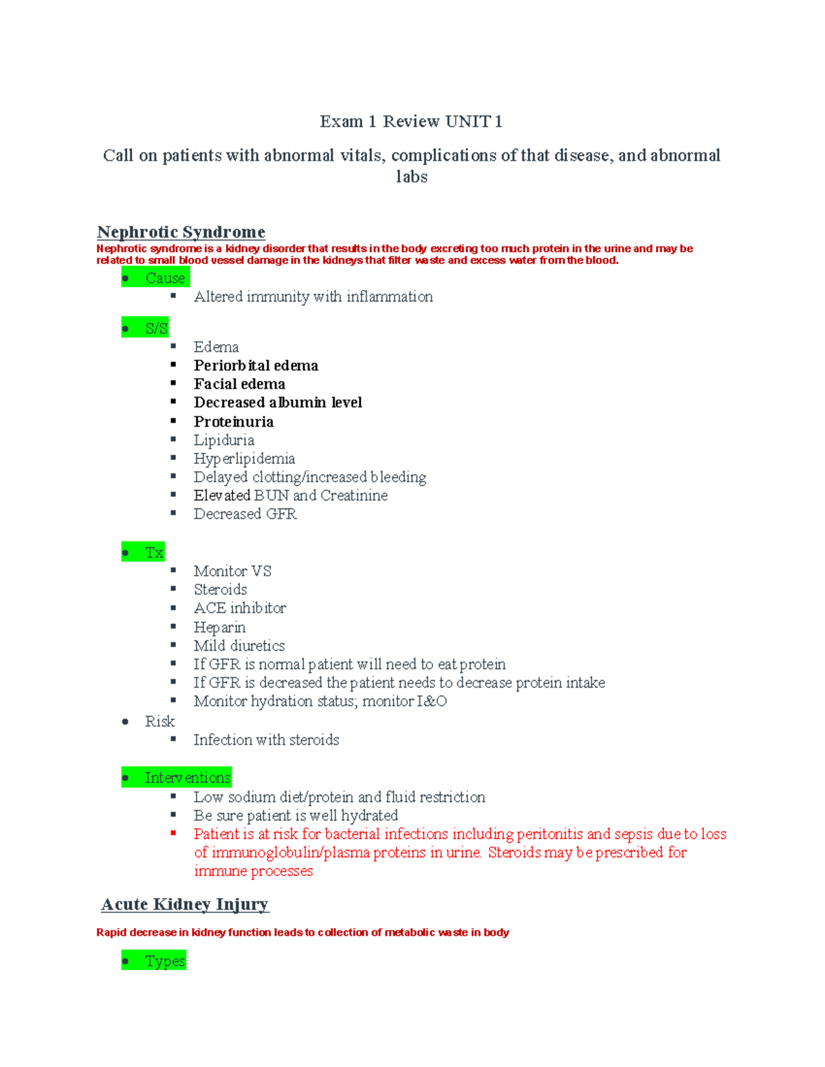 265 Exam Review unit 1 1001 - Exam 1 Review UNIT 1 Call on patients ...