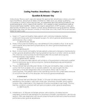 Chapter 16 practice questions - CHAPTER 16 CPT SURGERY V PRACTICE ...