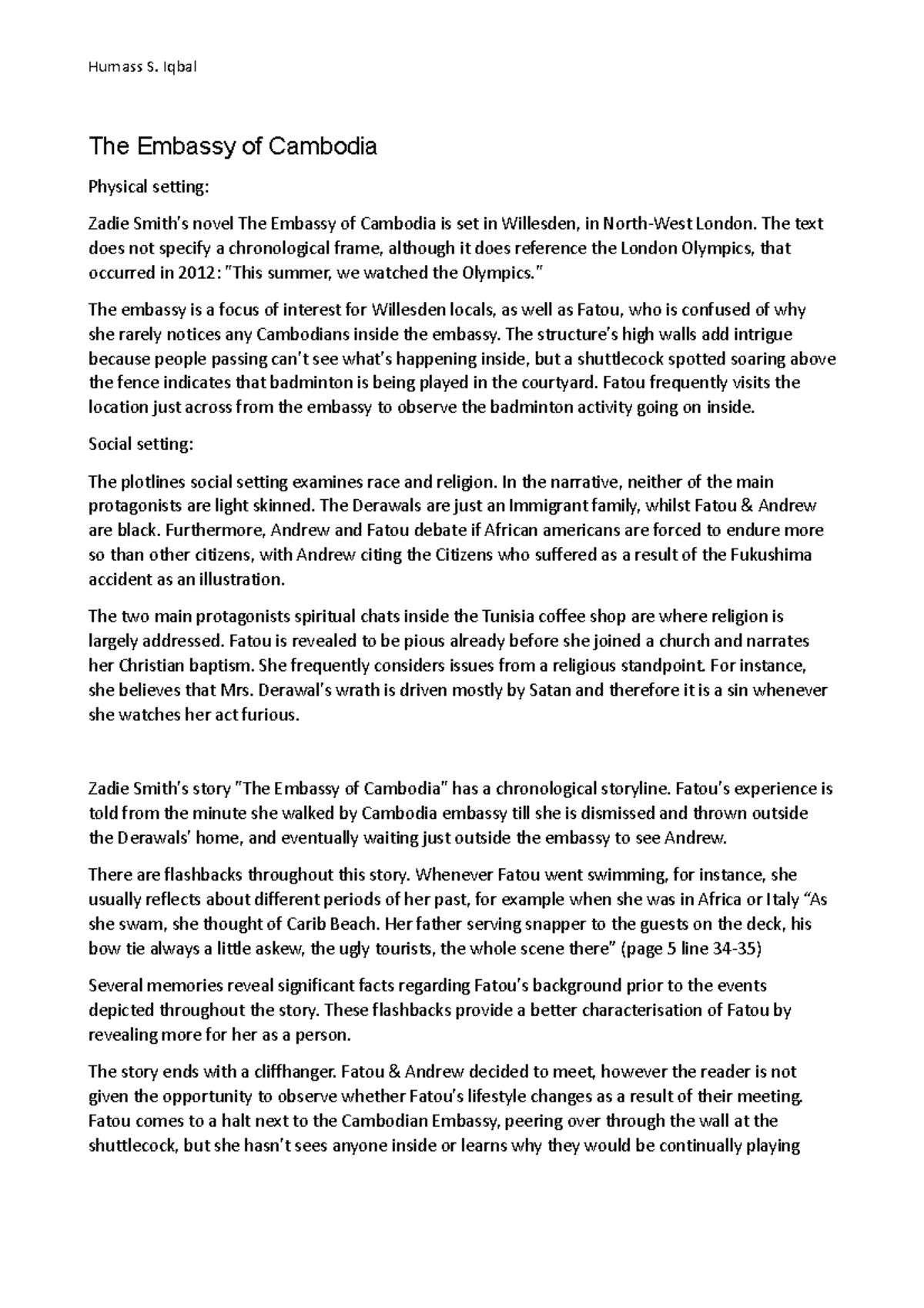 The Embassy of Cambodia essay - Humass S. Iqbal The Embassy of Cambodia ...