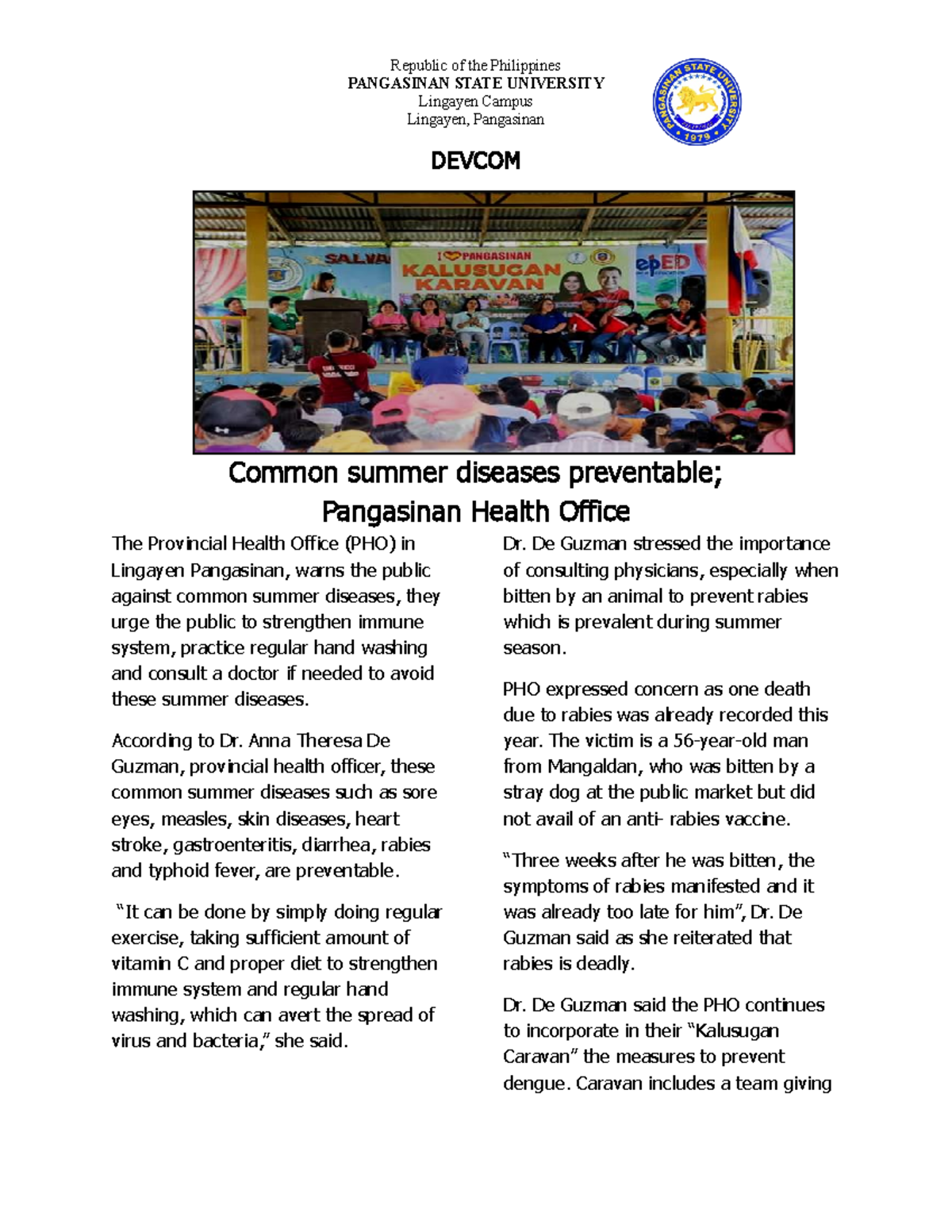 Devcom Article - Grade: A+ - Bachelor of Secondary Education - MAPEH ...