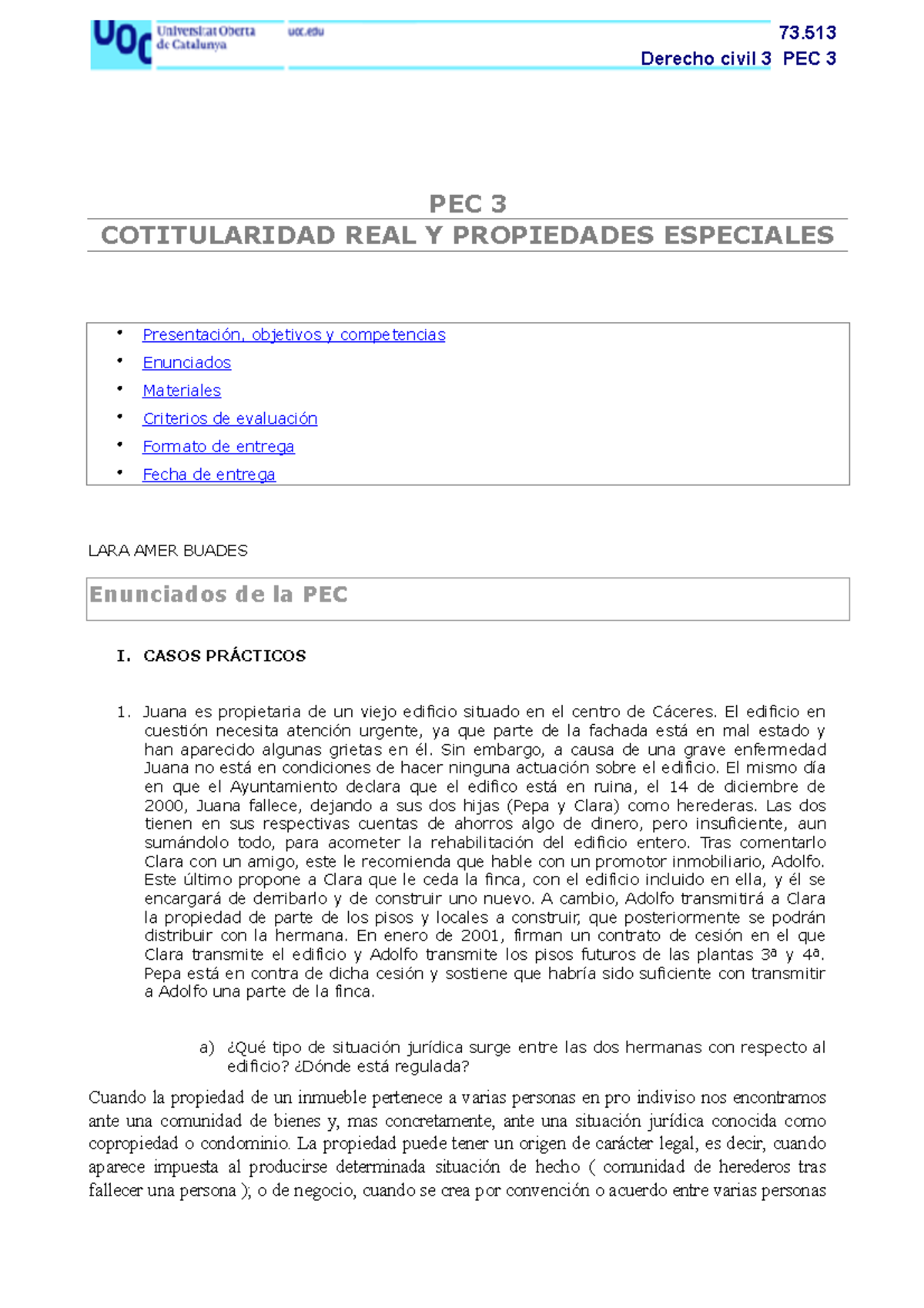 PEC3.LARA AMER Buades - PEC 3 DE DERECHO CIVIL III - Derecho civil 3 ...