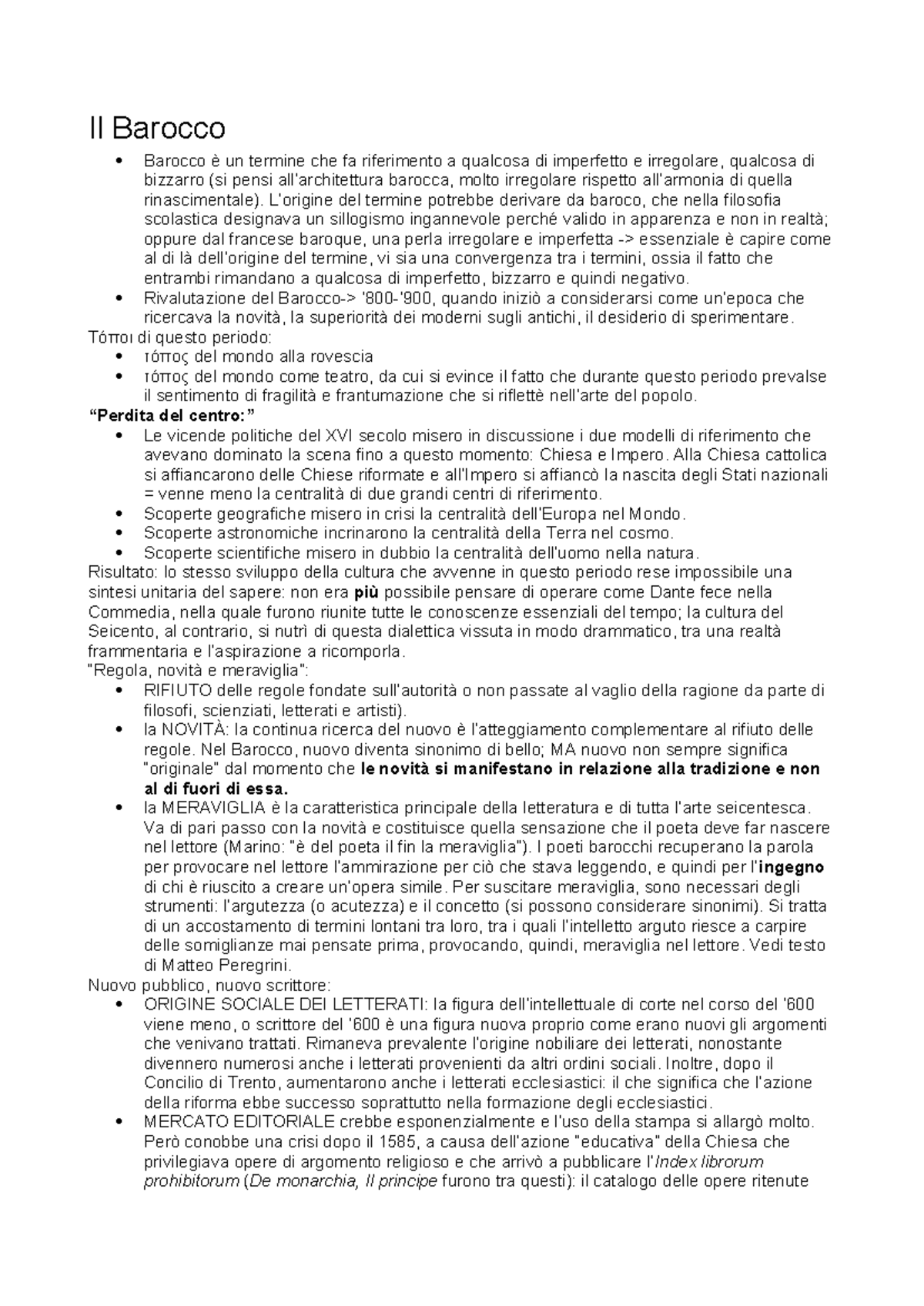 Il Barocco in Italia: spiegazioni del prof. - Il Barocco Barocco è un ...