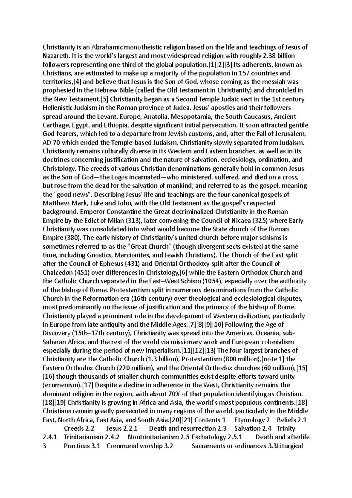 Christianity 3 - Summary - Christianity is an Abrahamic monotheistic ...