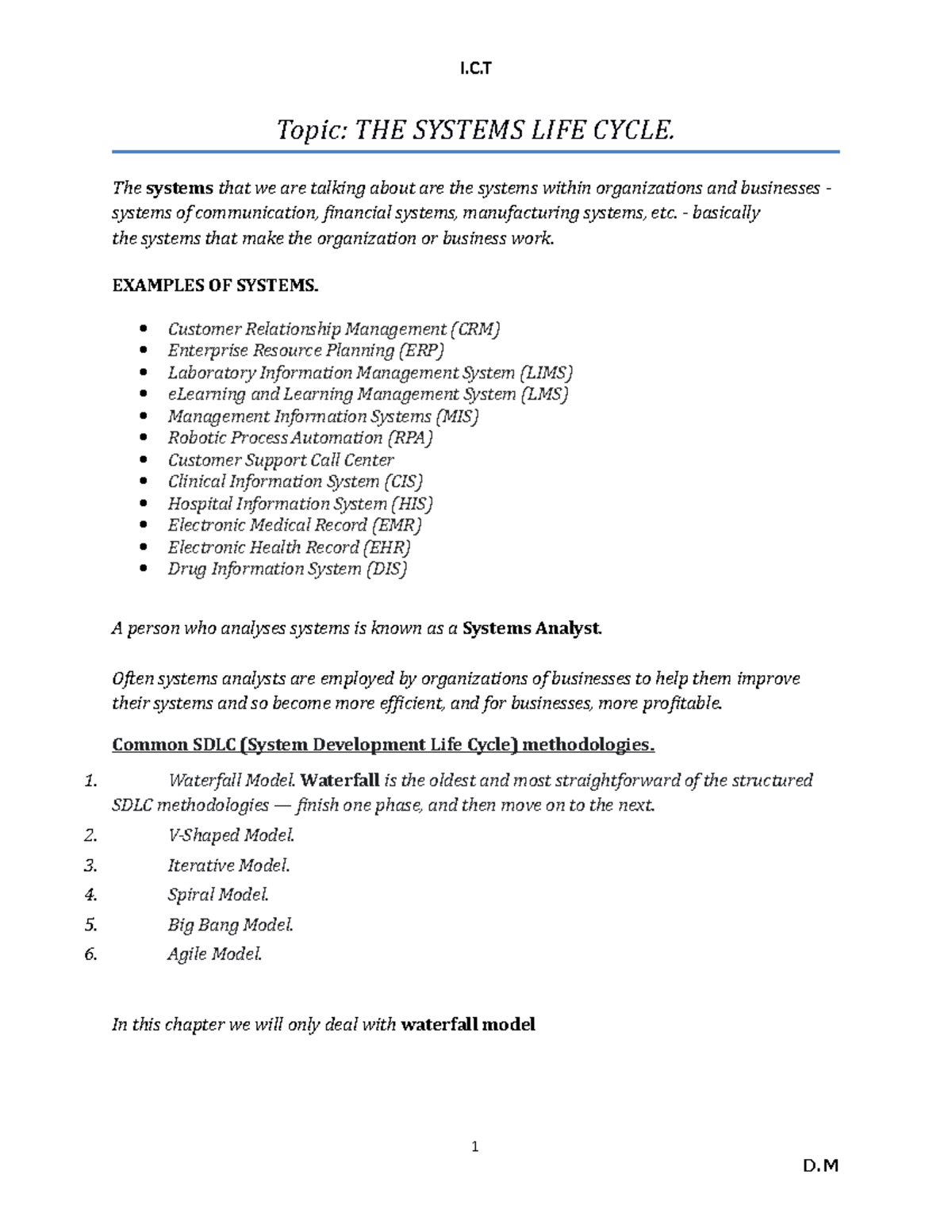 The systems life cycle - business studies - Topic: THE SYSTEMS LIFE ...