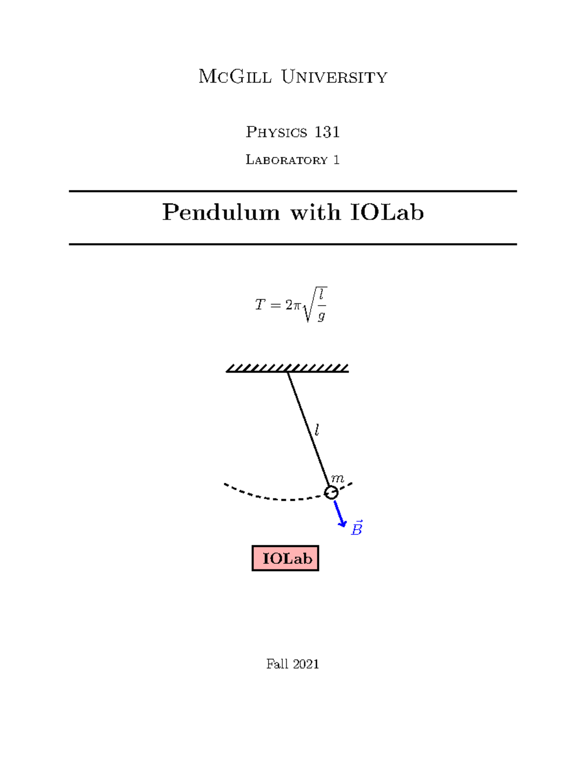 Phys131 2021 Lab 1-pendulum: Details for Lab 1 - McGill University ...