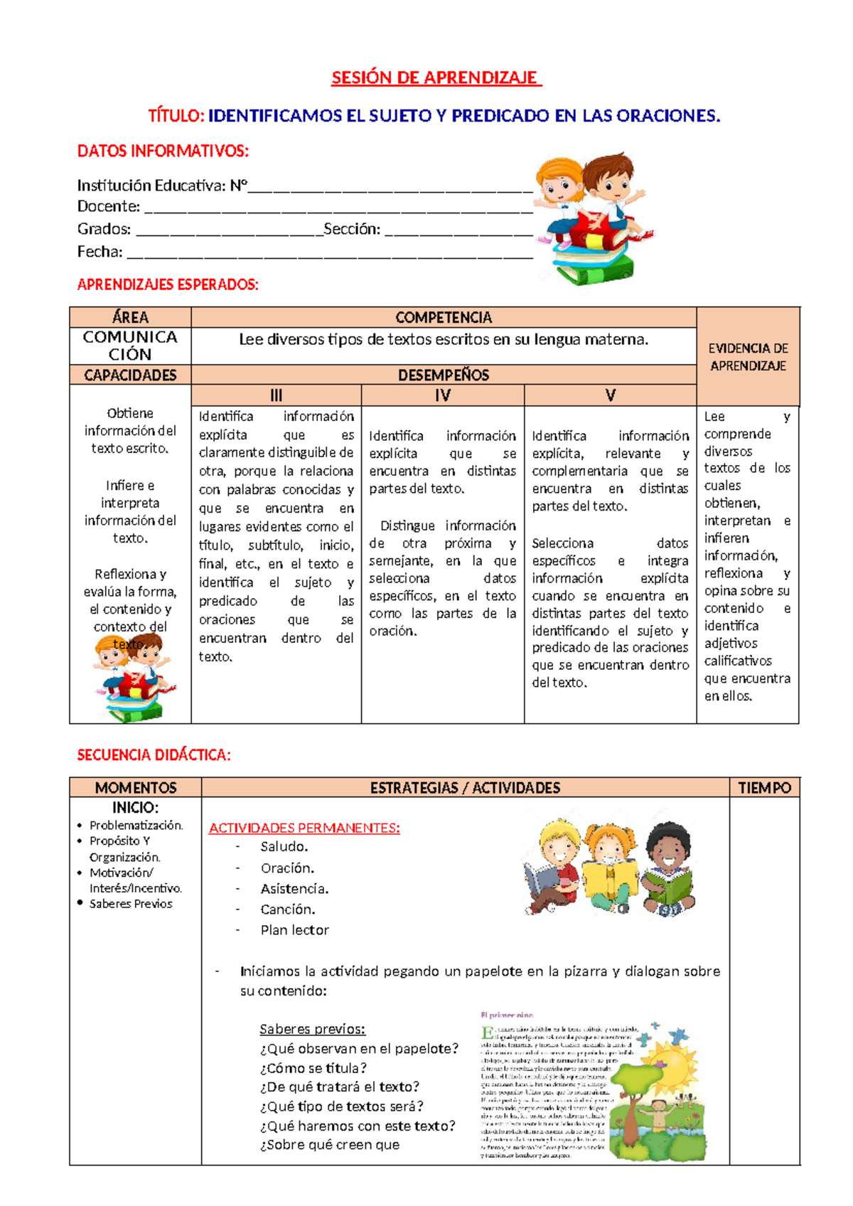 DIA 3 - COM - Identificamos EL Sujeto Y EL Predicado EN LAS Oraciones ...