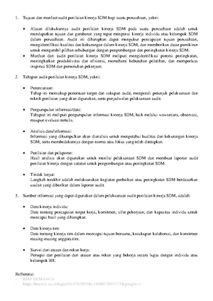 [Solved] Efisiensi dalam meminimalisasi pemborosan sumber daya dalam - Audit Sdm (Edisi 2 ...