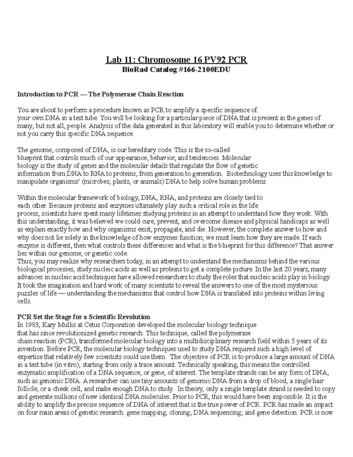 Lab 11 PV92 PCR -22WMT 2021 Class Notes and Lab work - Lab 11 ...