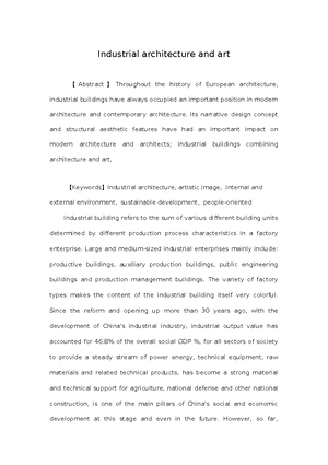Industrial architecture and art - Its narrative design concept and ...