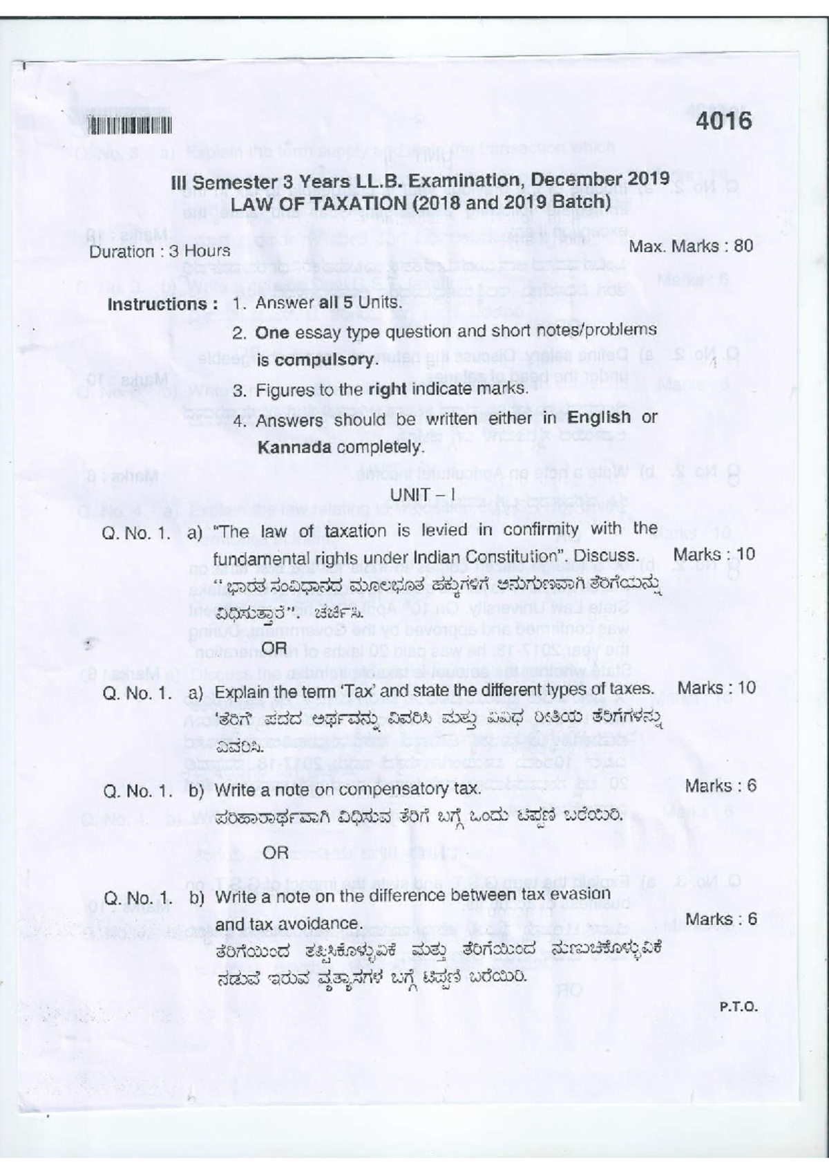 LAW OF T Axation - Question papers - Taxation - Studocu