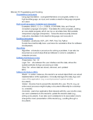 Unit 2 Introduction to Information Technology Module 2 Notes - - Studocu