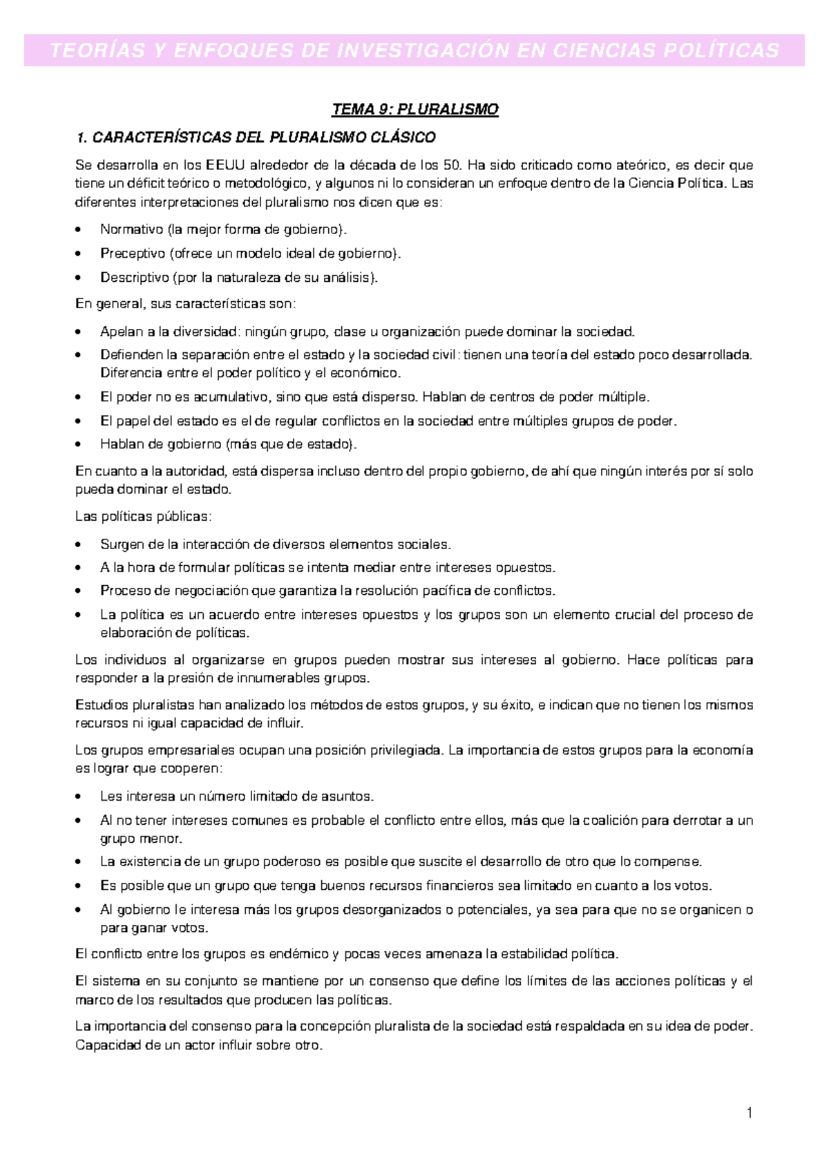 Resumen del tema 9 de Teorías y enfoques de investigación en CCPP - TEMA 9: PLURALISMO 1. - Studocu
