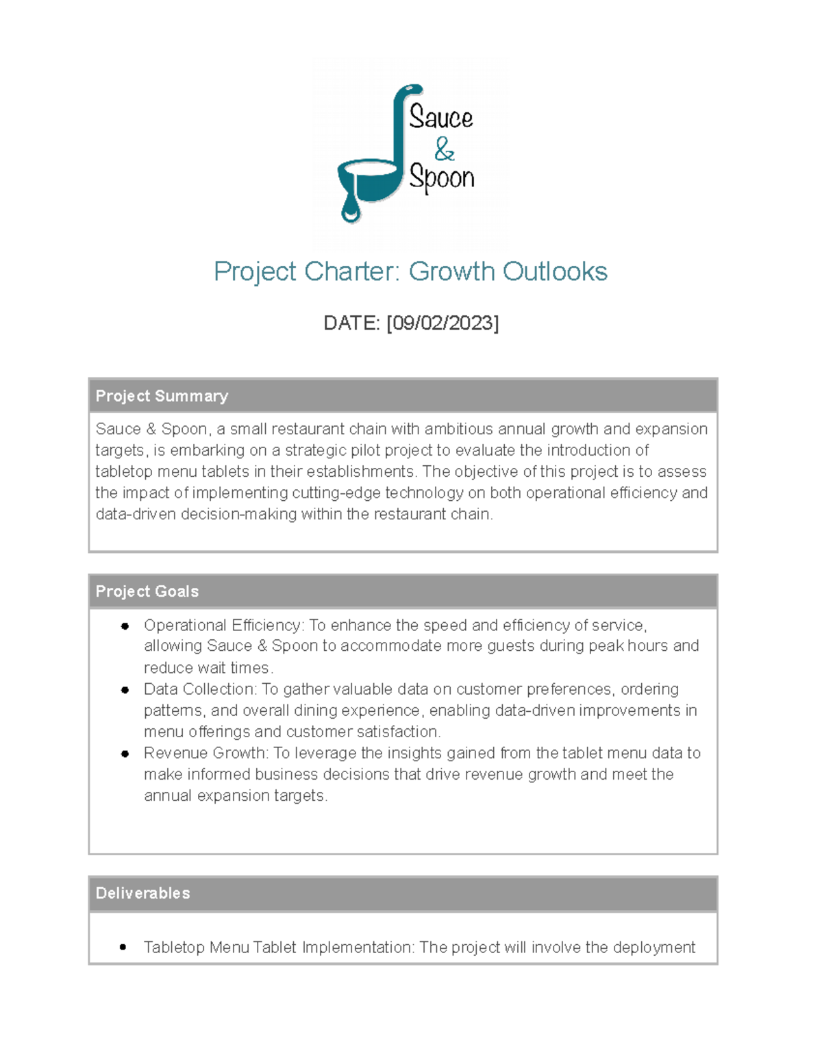 Activity-Template -Project-Charter - Project Charter: Growth Outlooks ...
