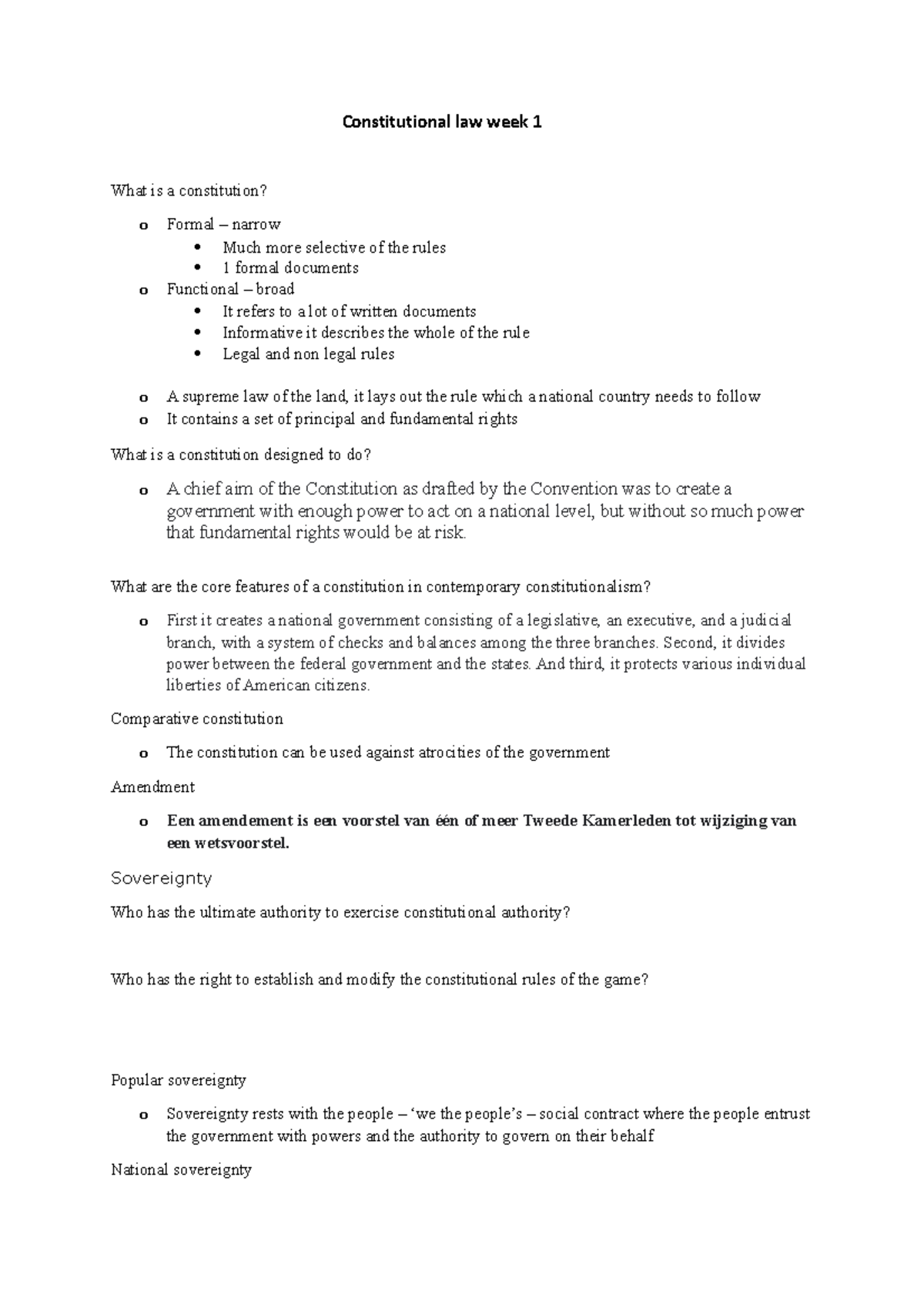 Constituitional week1 - Constitutional law week 1 What is a ...