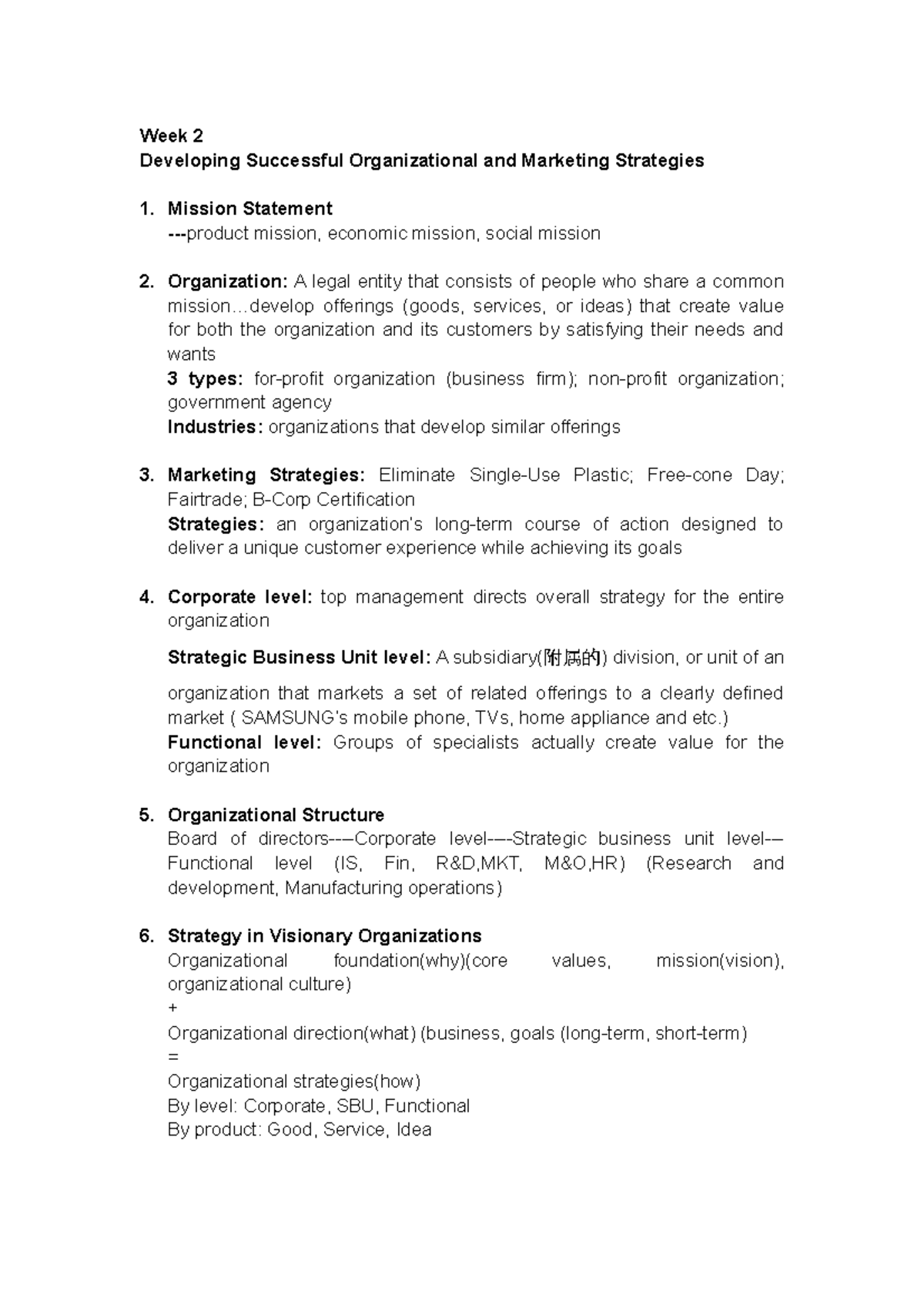 2 Week 2 - NOTE - Week 2 Developing Successful Organizational and ...