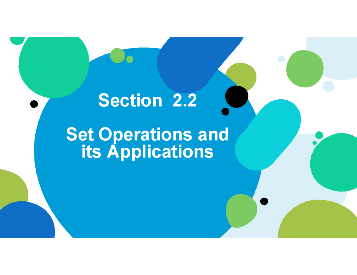 Notes and Summaries - Section 2. Set Operations and its Applications ...
