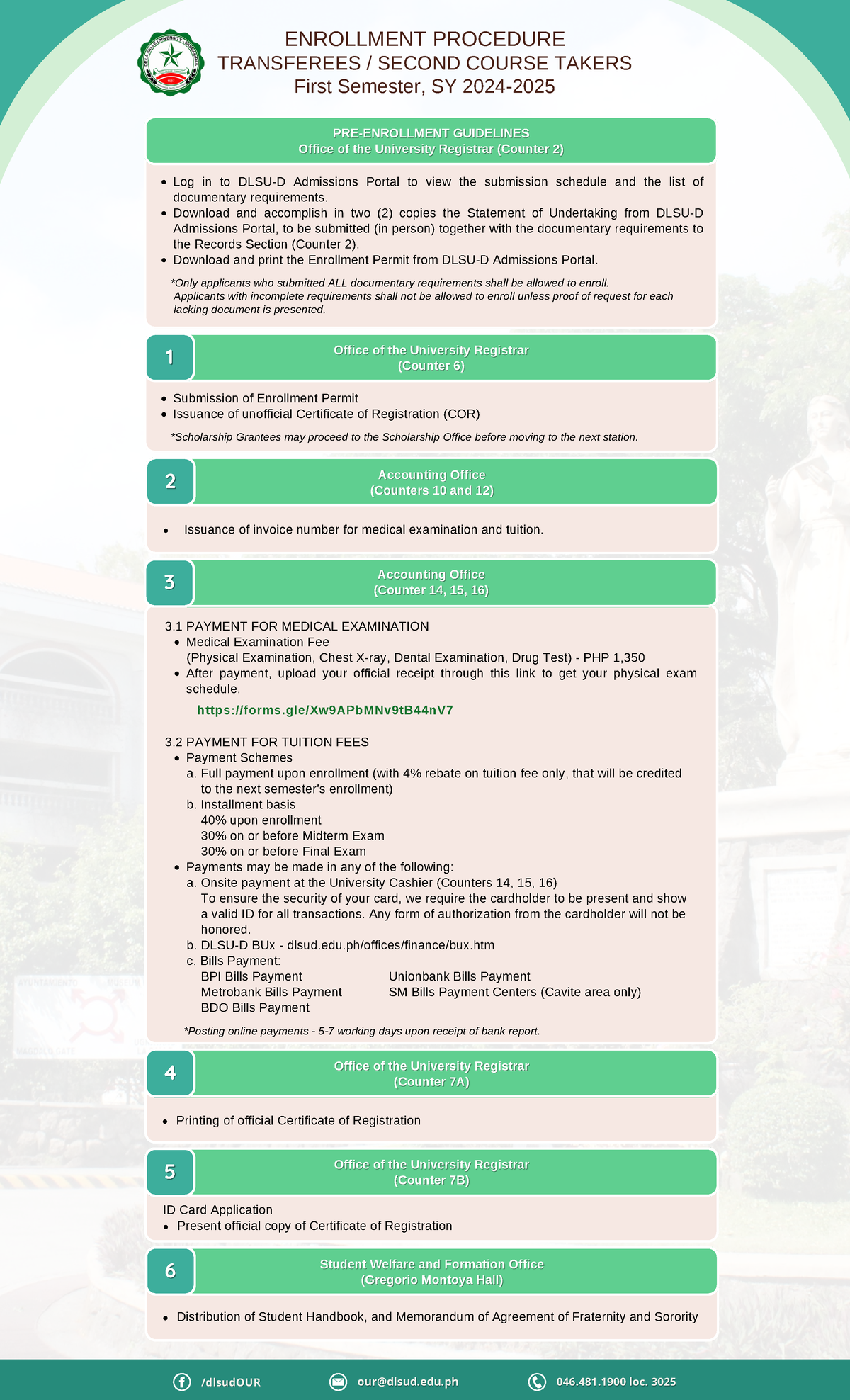 Enrollment Procedure - Transferees & Second Course 2024 - ENROLLMENT ...