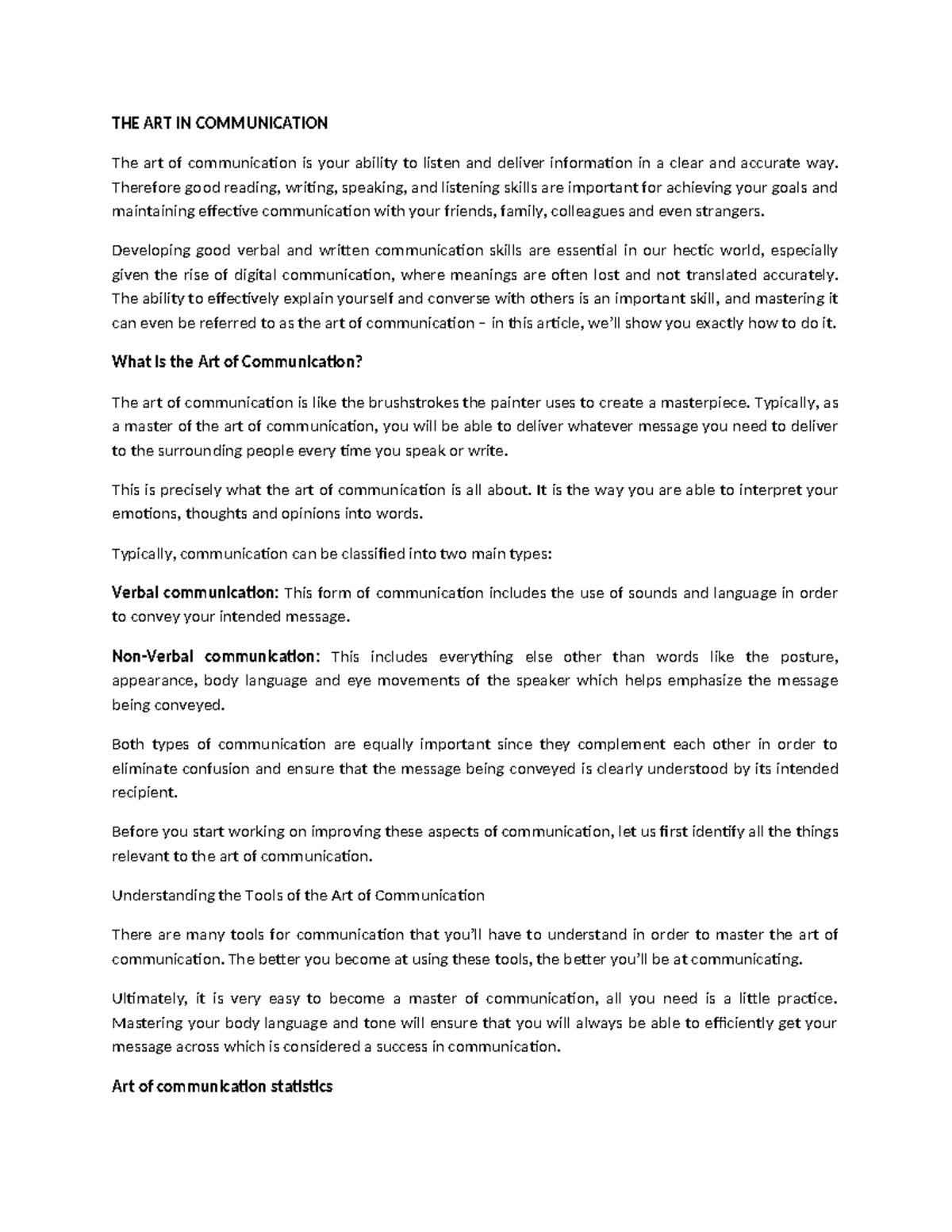 Speech AND Theater ARTS ( Group 1) - THE ART IN COMMUNICATION The art ...