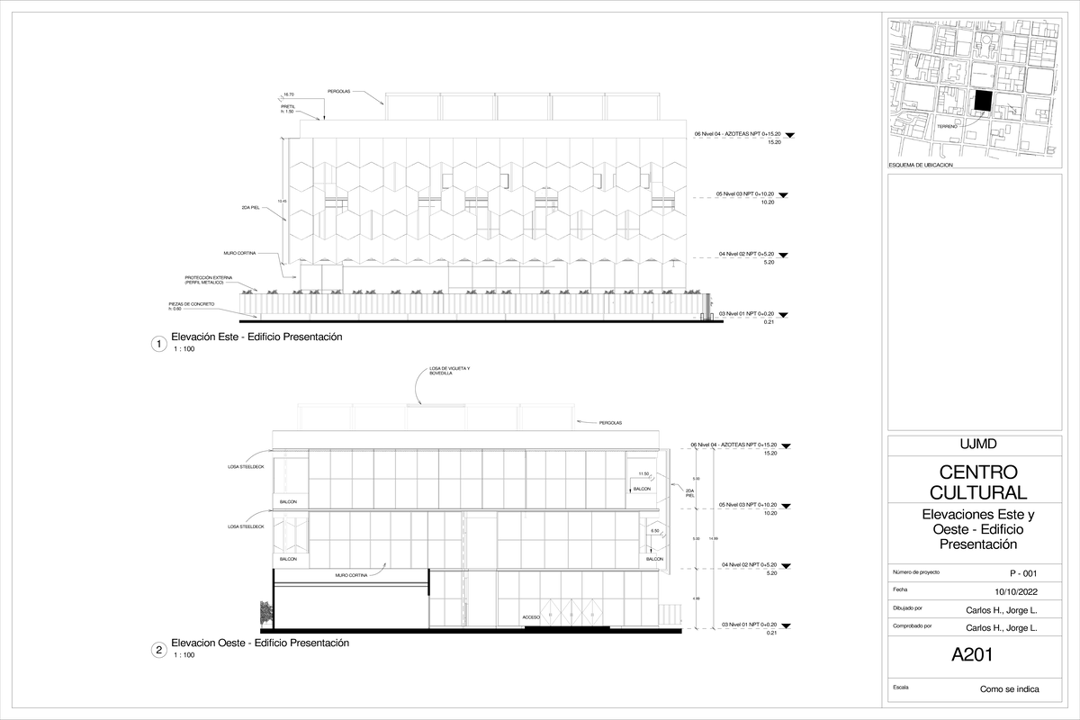 A-201 - ejemplos PLANOS - 04 Nivel 02 NPT 0+5. 5. 03 Nivel 01 NPT 0+0 ...