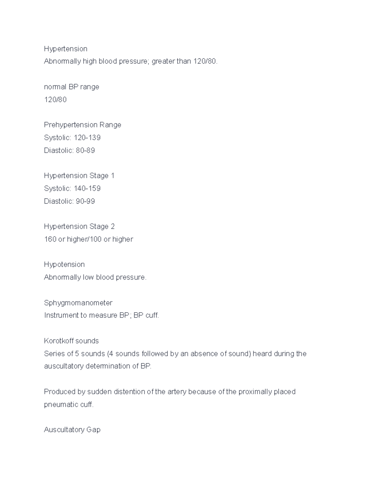 31 nurse notes - Hypertension Abnormally high blood pressure; greater ...