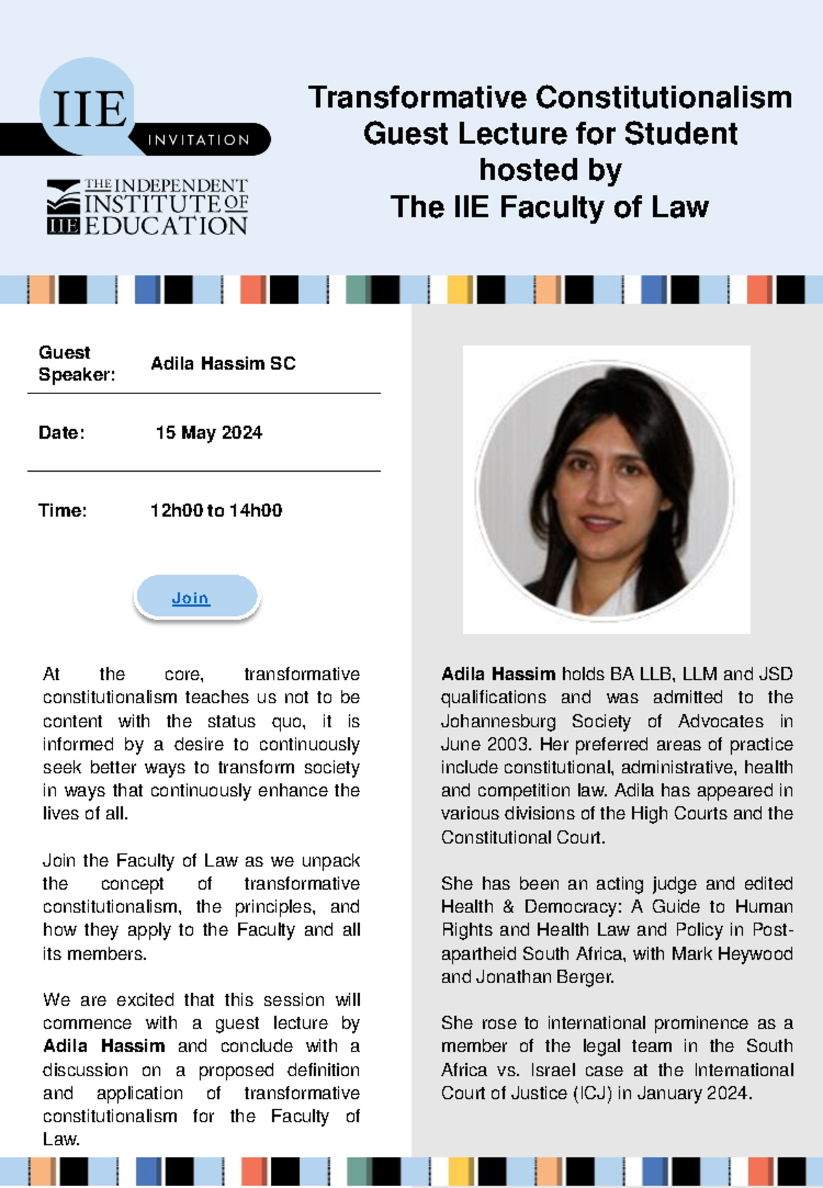Transformative Constitutionalism Guest Lecture hosted by the IIE ...