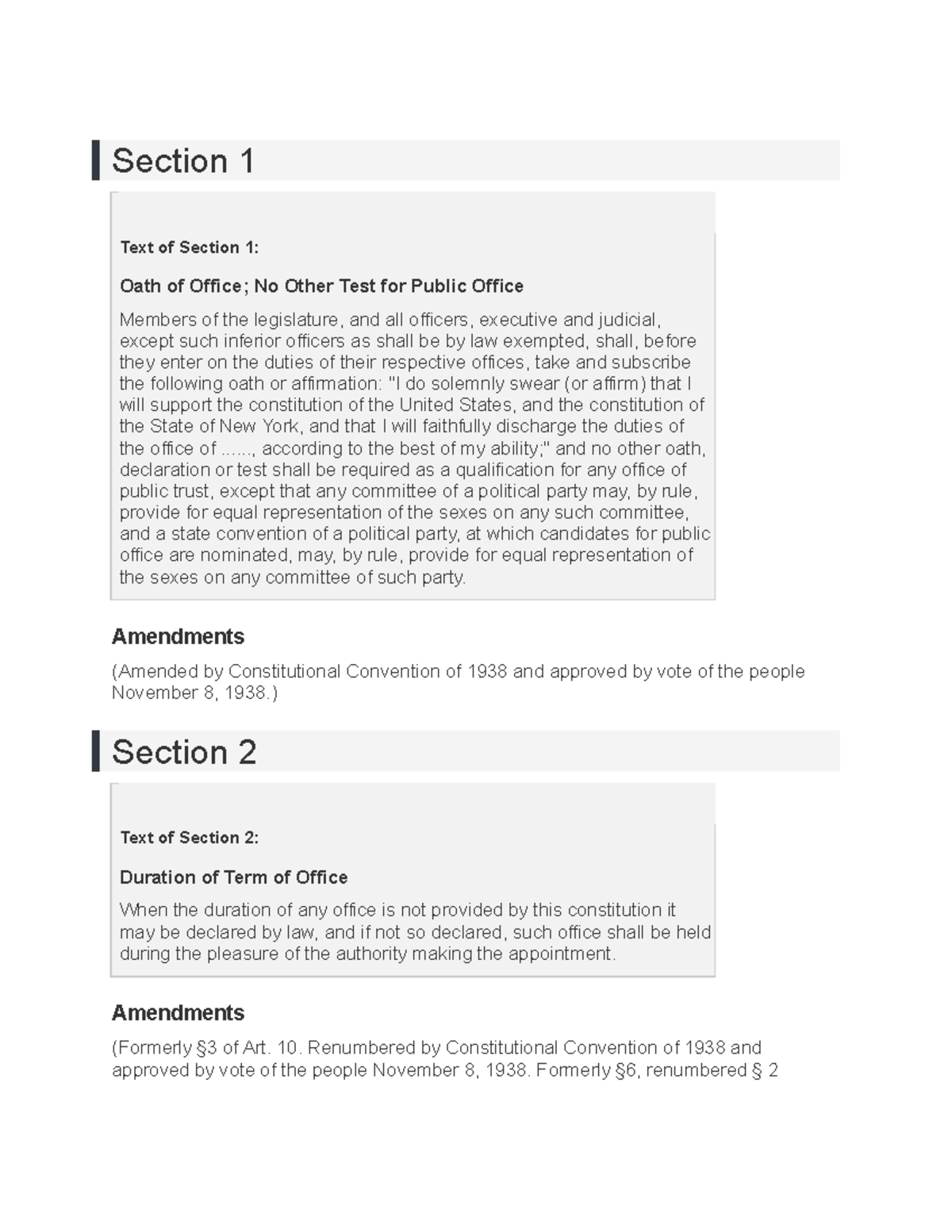 Article XIII - note - Section 1 Text of Section 1: Oath of Office; No ...