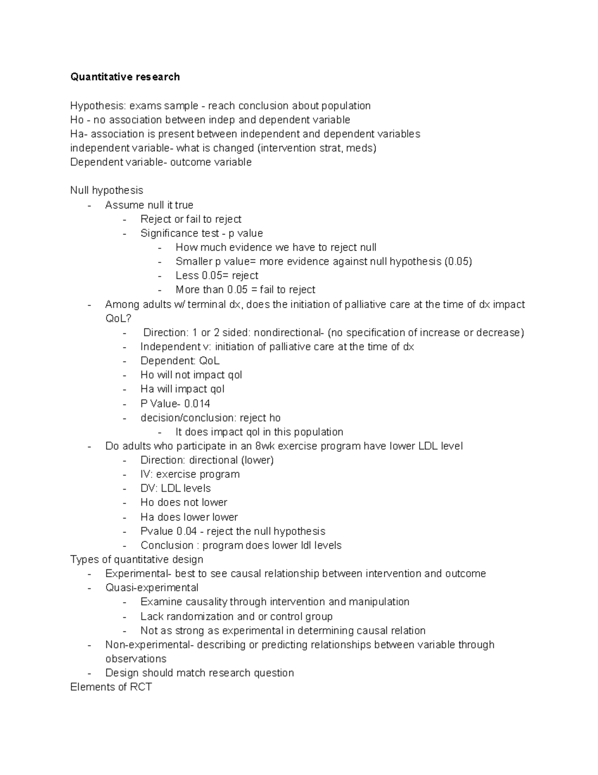 EBP intro to quantitative research - Quantitative research Hypothesis ...