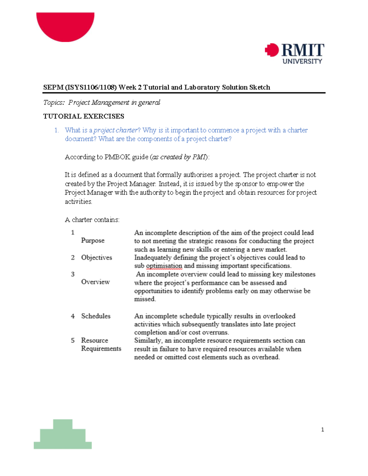 TL2Solution - Tut - SEPM (ISYS1106/1108) Week 2 Tutorial and Laboratory ...
