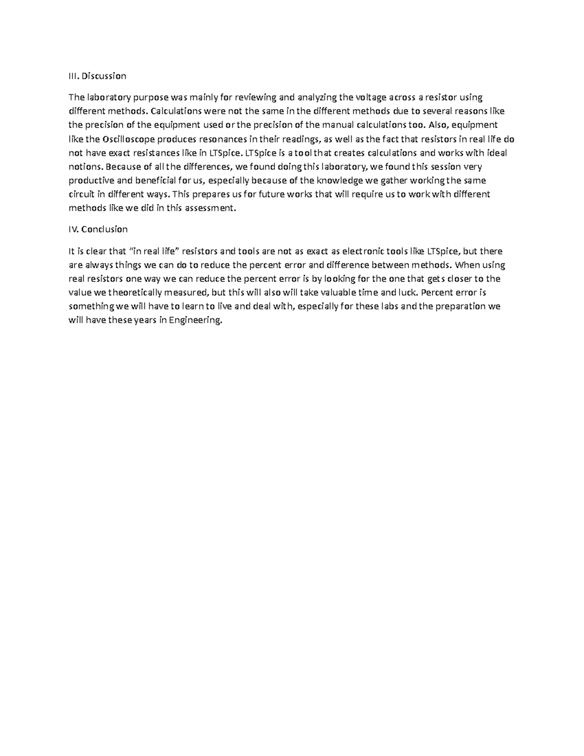 EC Lab 1 D&C - First Lab of EC - III. Discussion The laboratory purpose ...