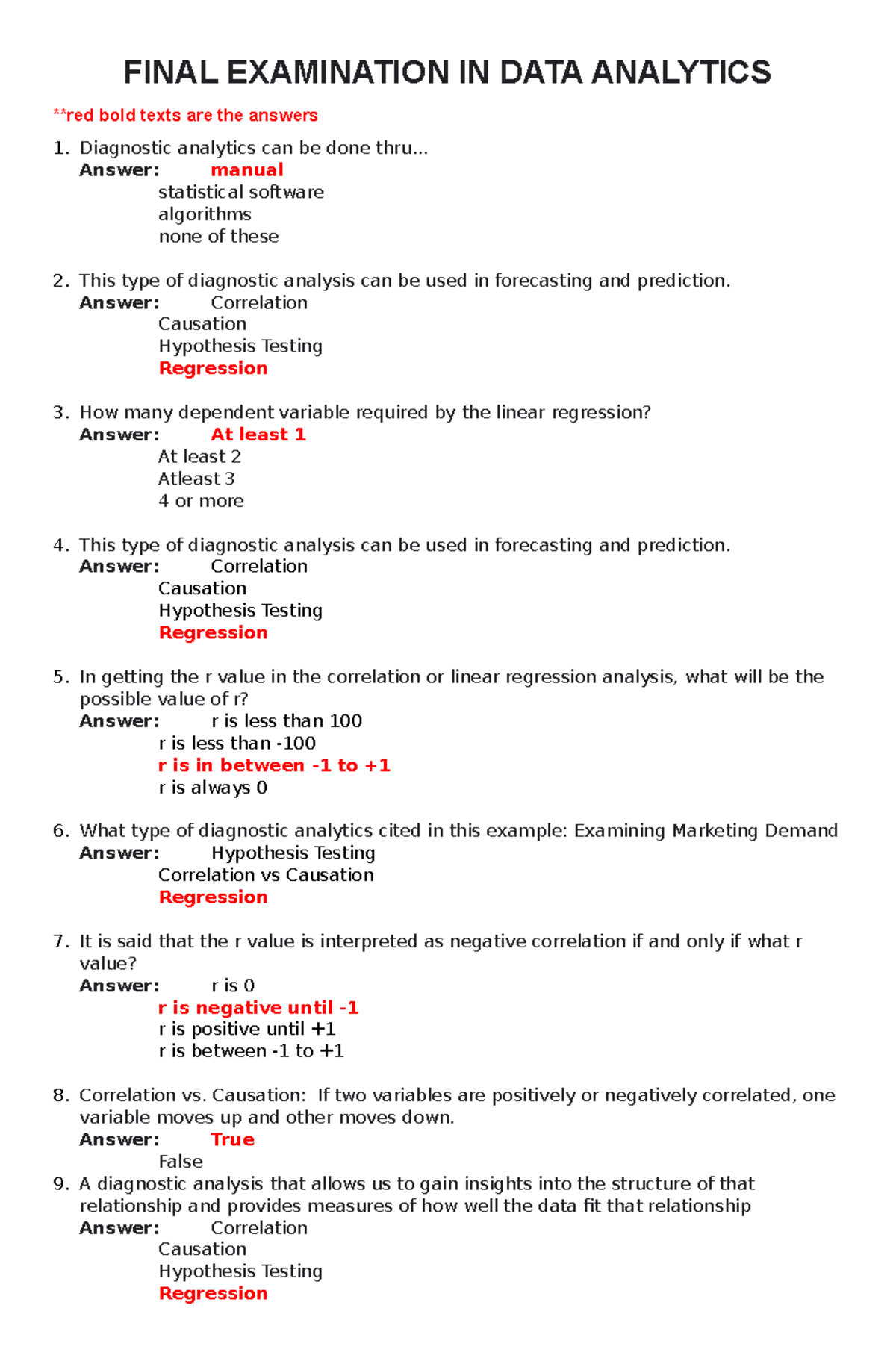 DATA Analytics ( Final Examination) - FINAL EXAMINATION IN DATA ...