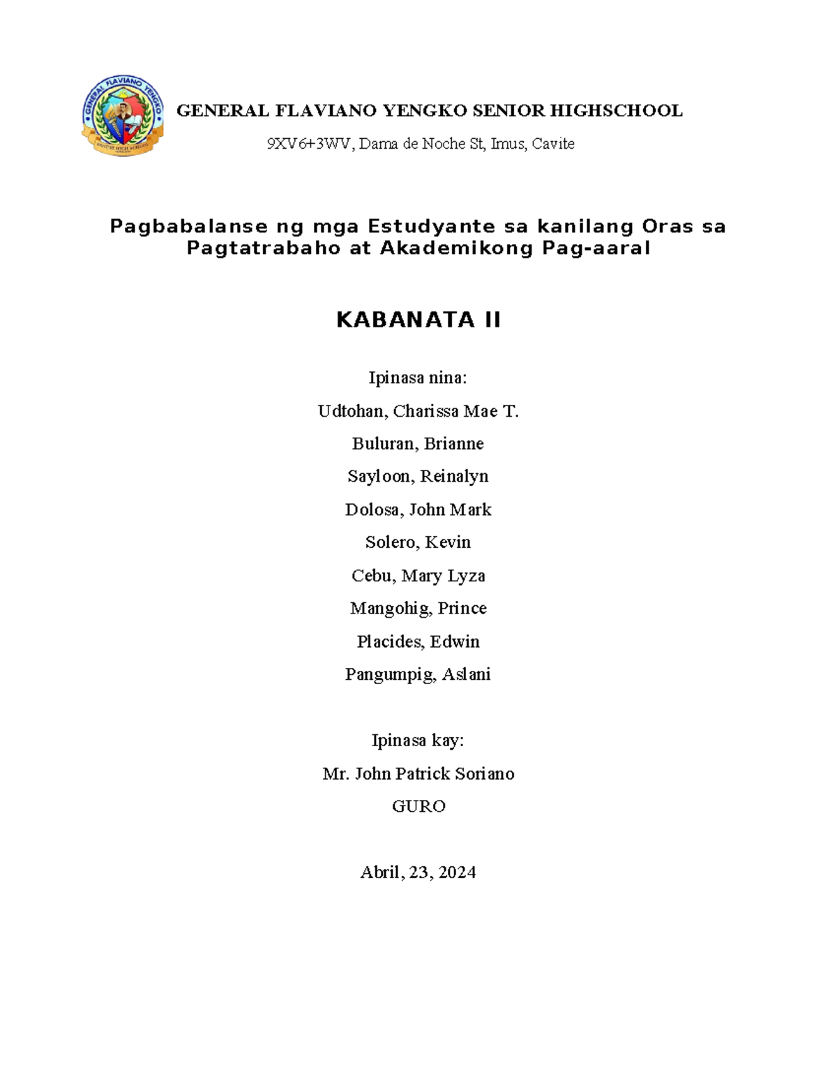 Pagbasa CHAP 1 & 2 - GENERAL FLAVIANO YENGKO SENIOR HIGHSCHOOL 9XV6+3WV ...