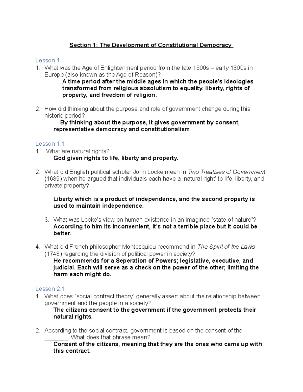 C963 study guide - Section 1: The Development of Constitutional ...