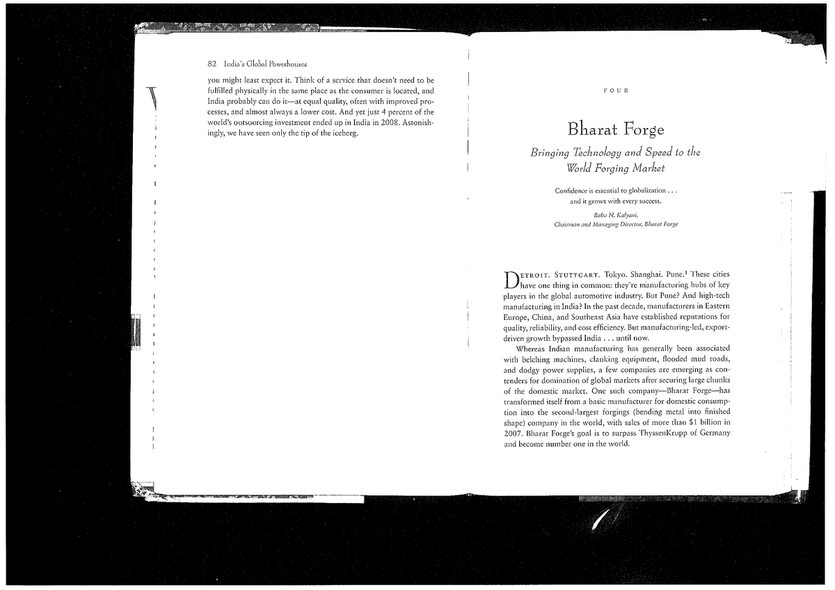 Case 5 Bharat Forge - Tutorial case study - for weekly group presentation - MGMT2101 - Studocu