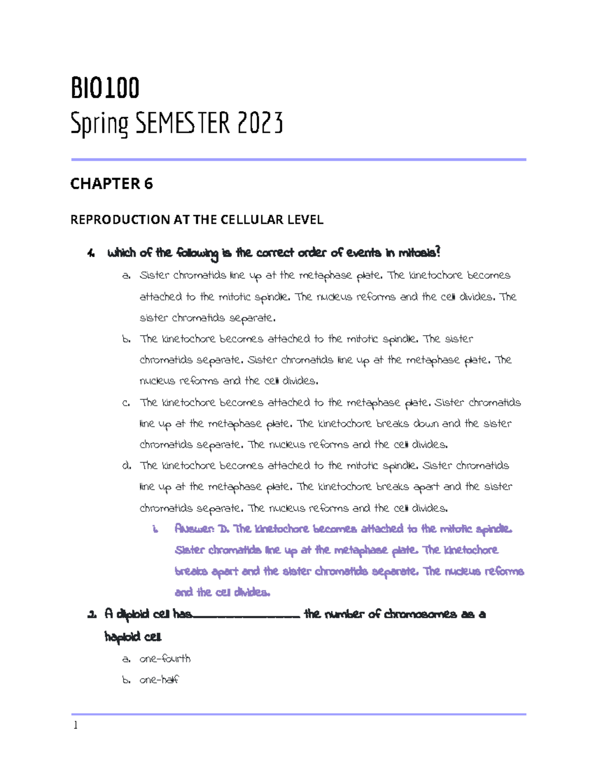 Biology CH6 - BIO Spring SEMTER 2023 CHAPTER 6 REPRODUCTION AT THE ...